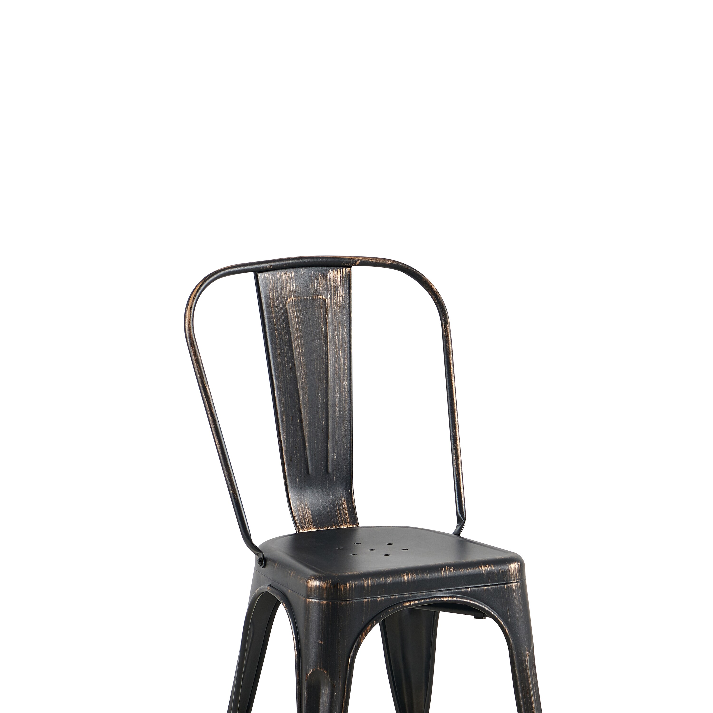 LOVMOR 18 Seat Height Sanded Matte Black Industrial Metal Dining Chairs ...