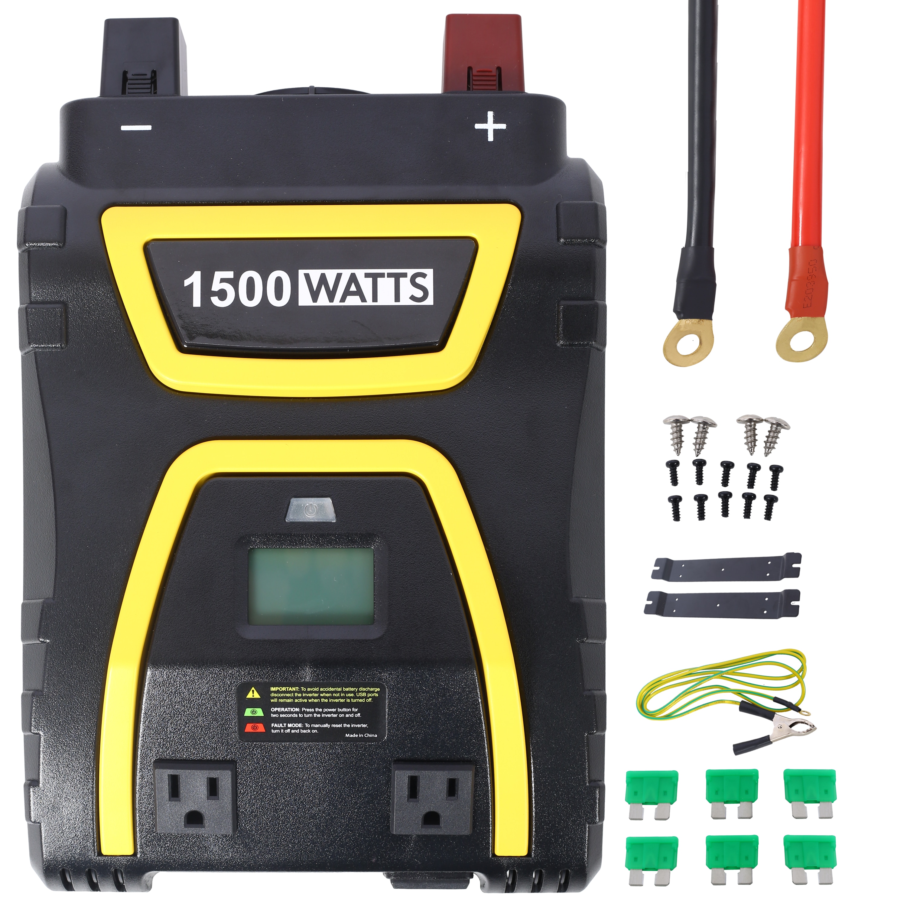Dexmalle 1500 Watts Power Inverter Modified Sine Wave Car LED Display ...