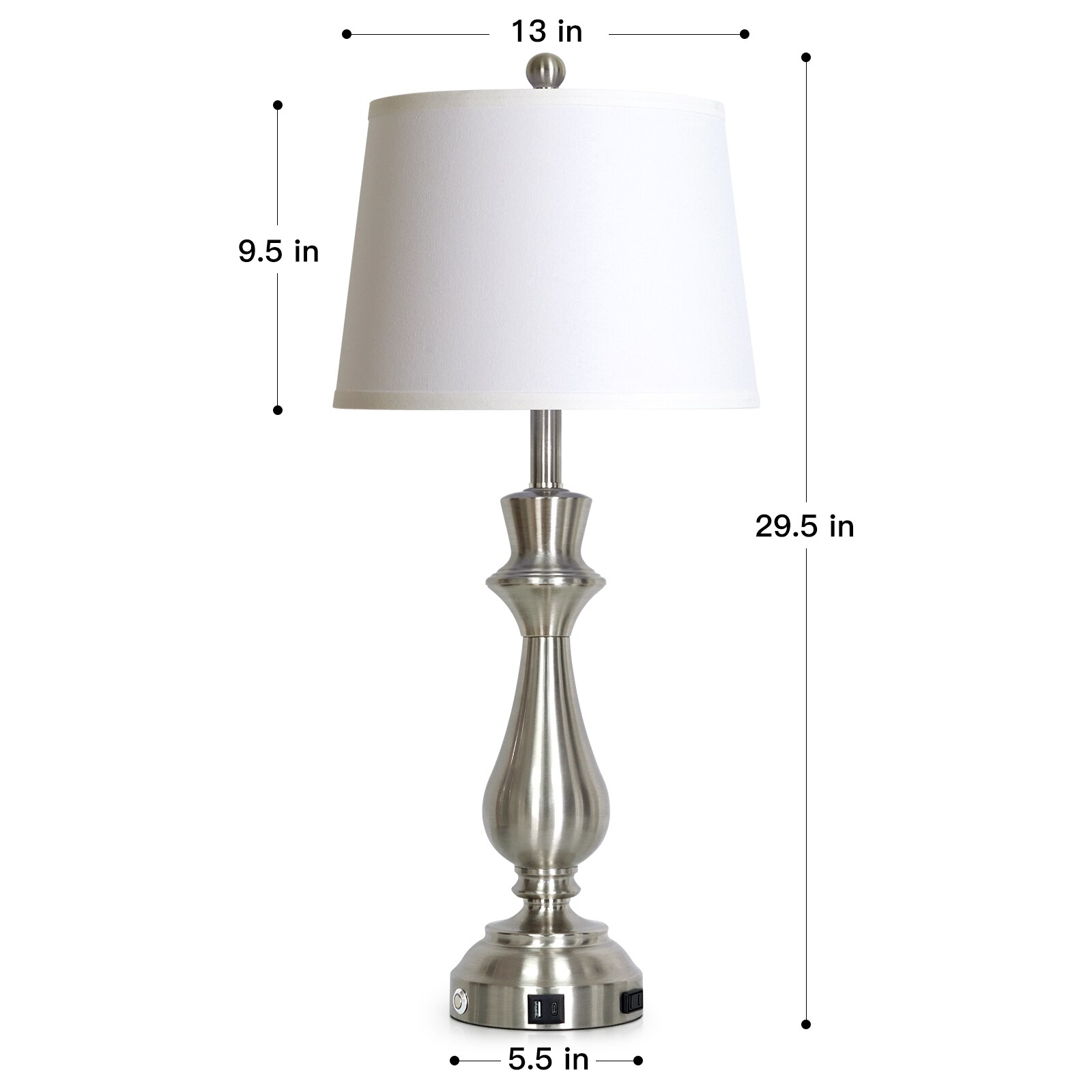 UrFurnishings Modern 29.5-in Nickel LED Touch Table Lamp with Linen ...