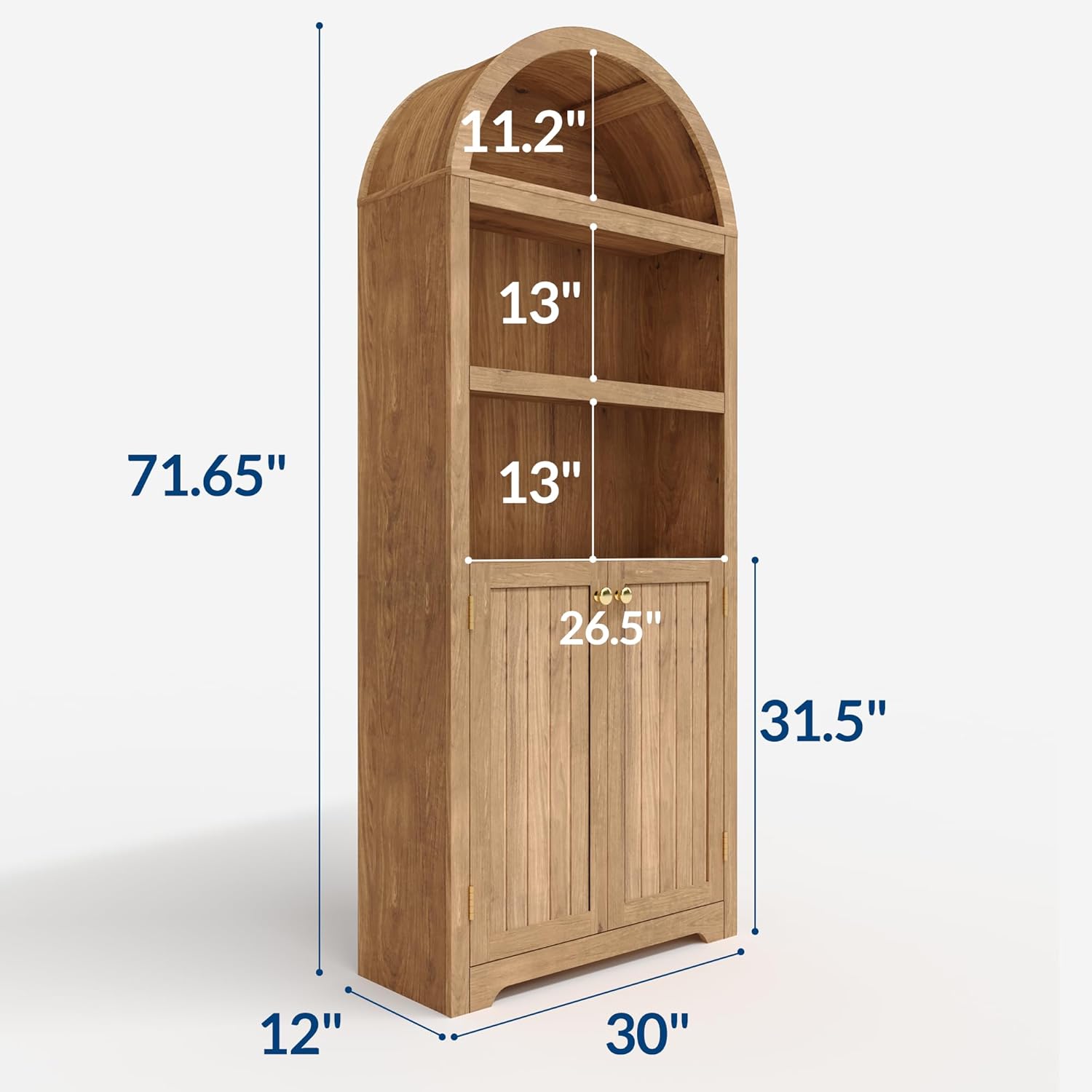 Garvee 72in Tall Wood Arched Storage Cabinet - 5-Shelf Kitchen Pantry ...