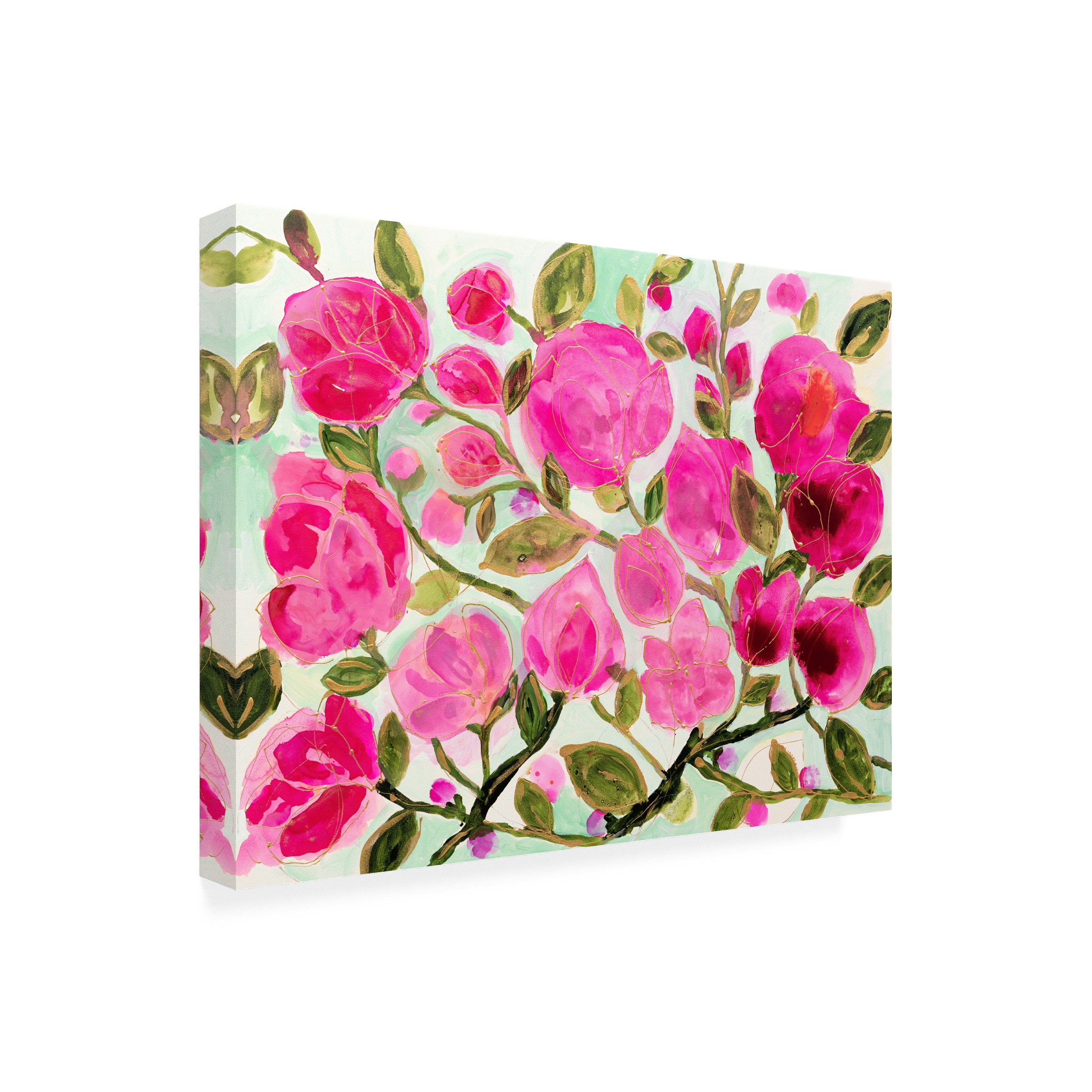 Trademark Fine Art Canvas Wall Art Carrie Schmitt Floral Painting 1 ...