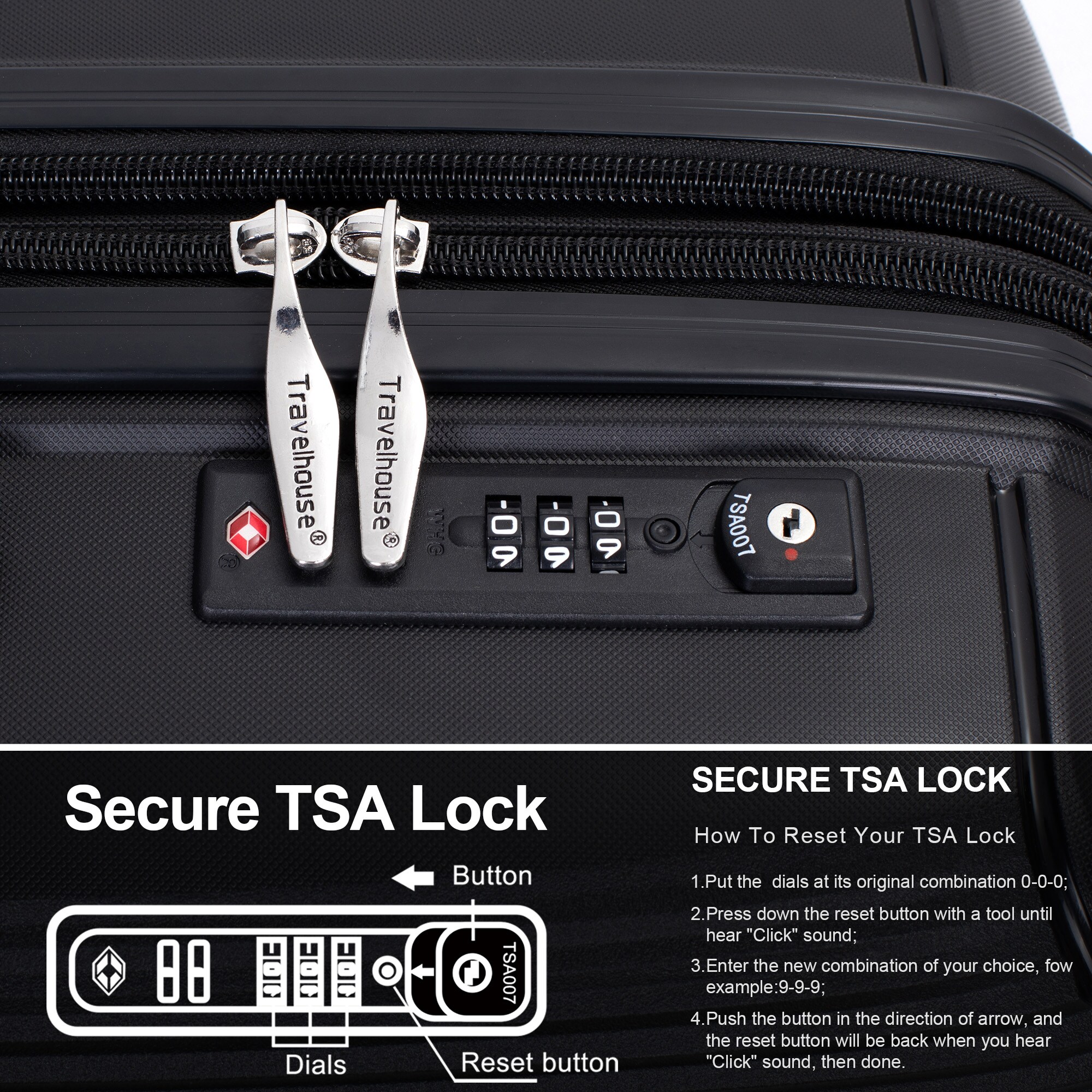 LOVMOR 3 Piece Set 202428 PP Hardshell Double Spinner Wheels TSA Lock ...