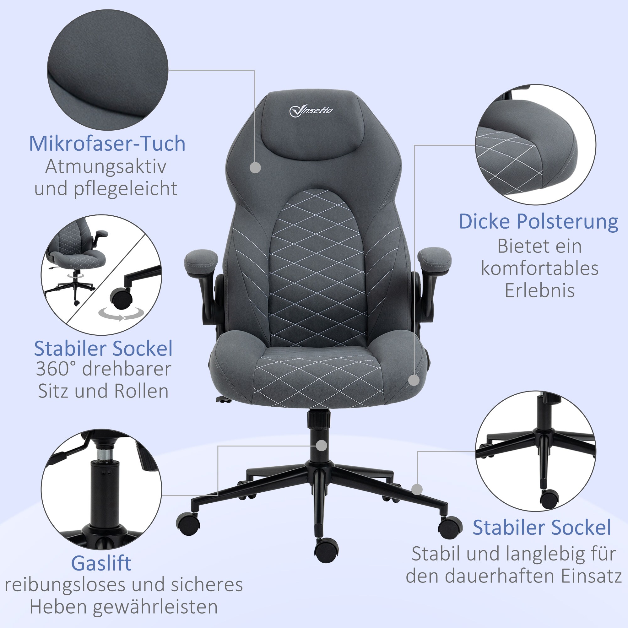 Vinsetto Gaming Chair with Flip Up Arm High Back Desk Computer Chair ...