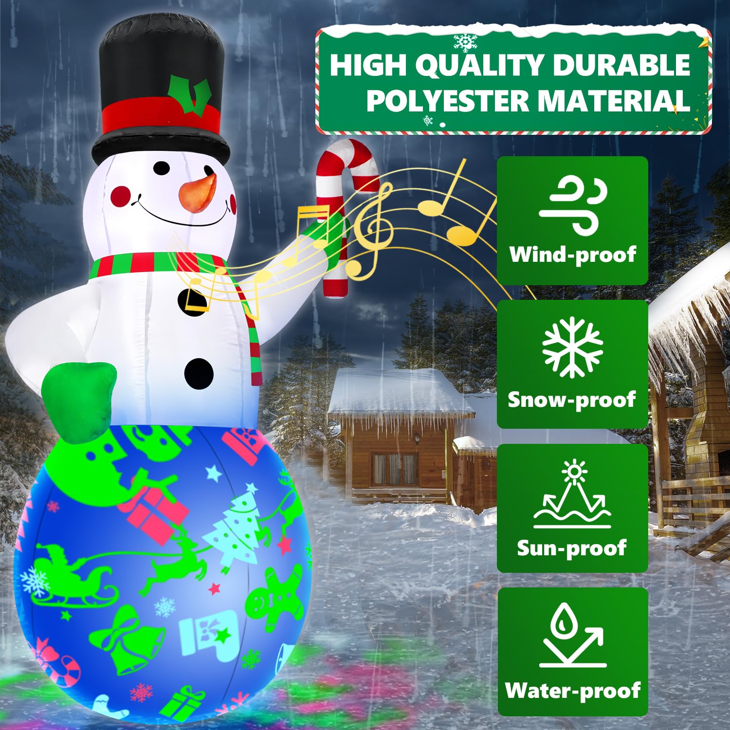 Etokfoks 7 ft Christmas inflatable snowman with built-in music box 360 ...
