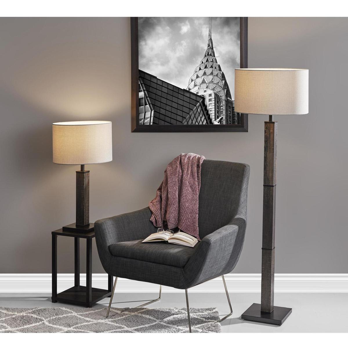 Adesso 3497-01 Kona Table Lamp MDF with Black Washed Wood Veneer and ...