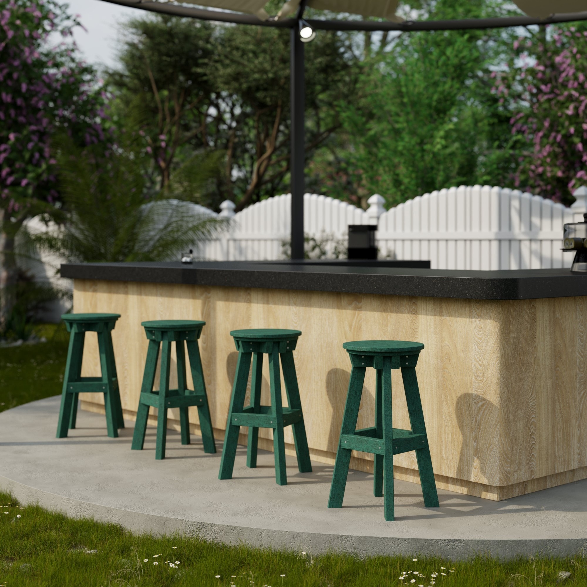Wildridge Heritage Turf Green Poly-lumber Frame Stationary Bar Stool ...