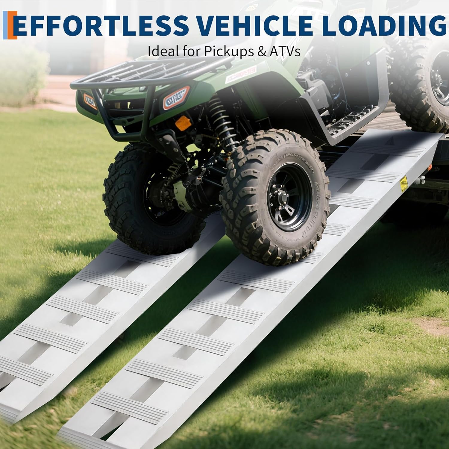 Garvee 2Pcs Aluminum Ramps Heavy-Duty Aluminum Trailer Ramps with Top ...