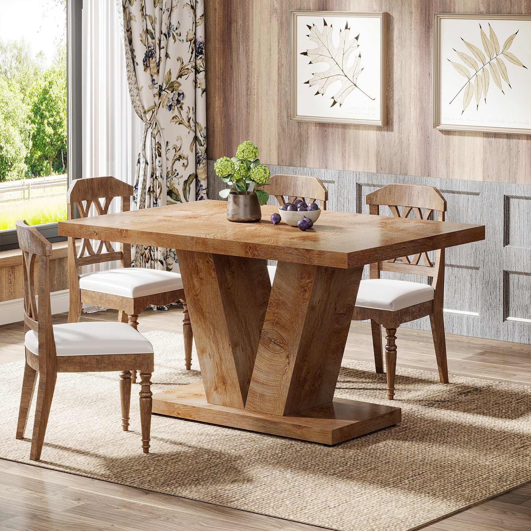 Tribesigns 47-Inch Dining Table for 4 Light Oak Brown Kitchen Dinner ...