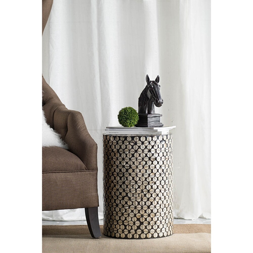 AHIOU HOME Arlene 20-in Black/Gold Porcelain Barrel Garden Stool in the ...