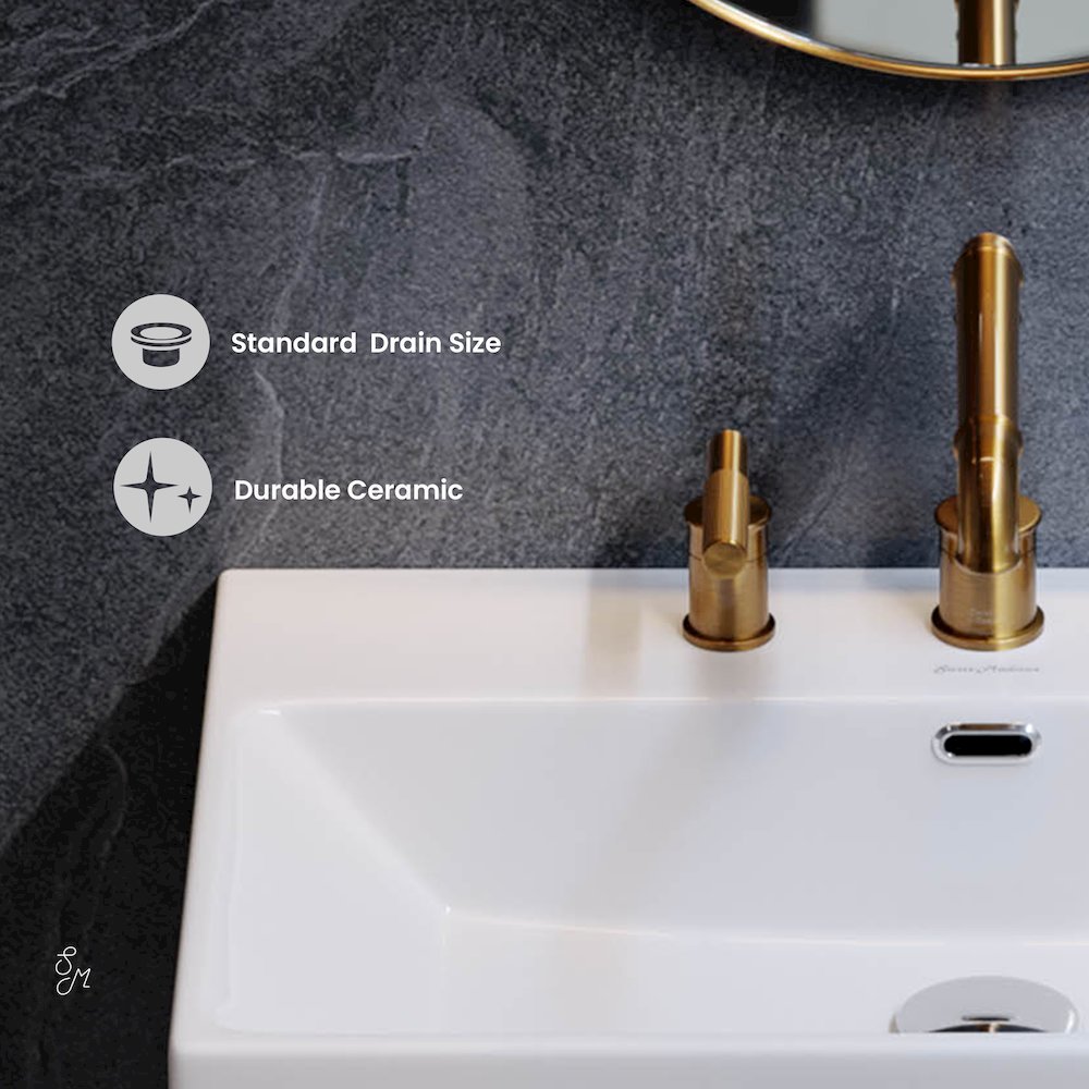 Swiss Madison Claire 24 Console Sink White Basin Brushed Gold Legs with ...