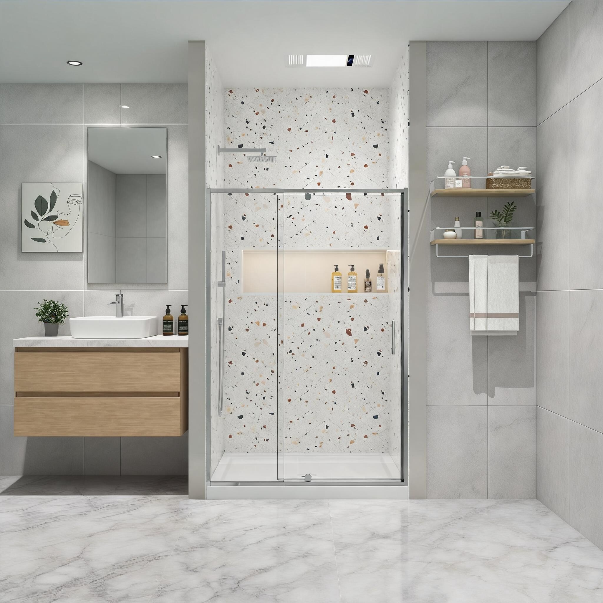 Watnature 28-32 W times 72 H Pivot Swing Shower Door Clear Tempered ...