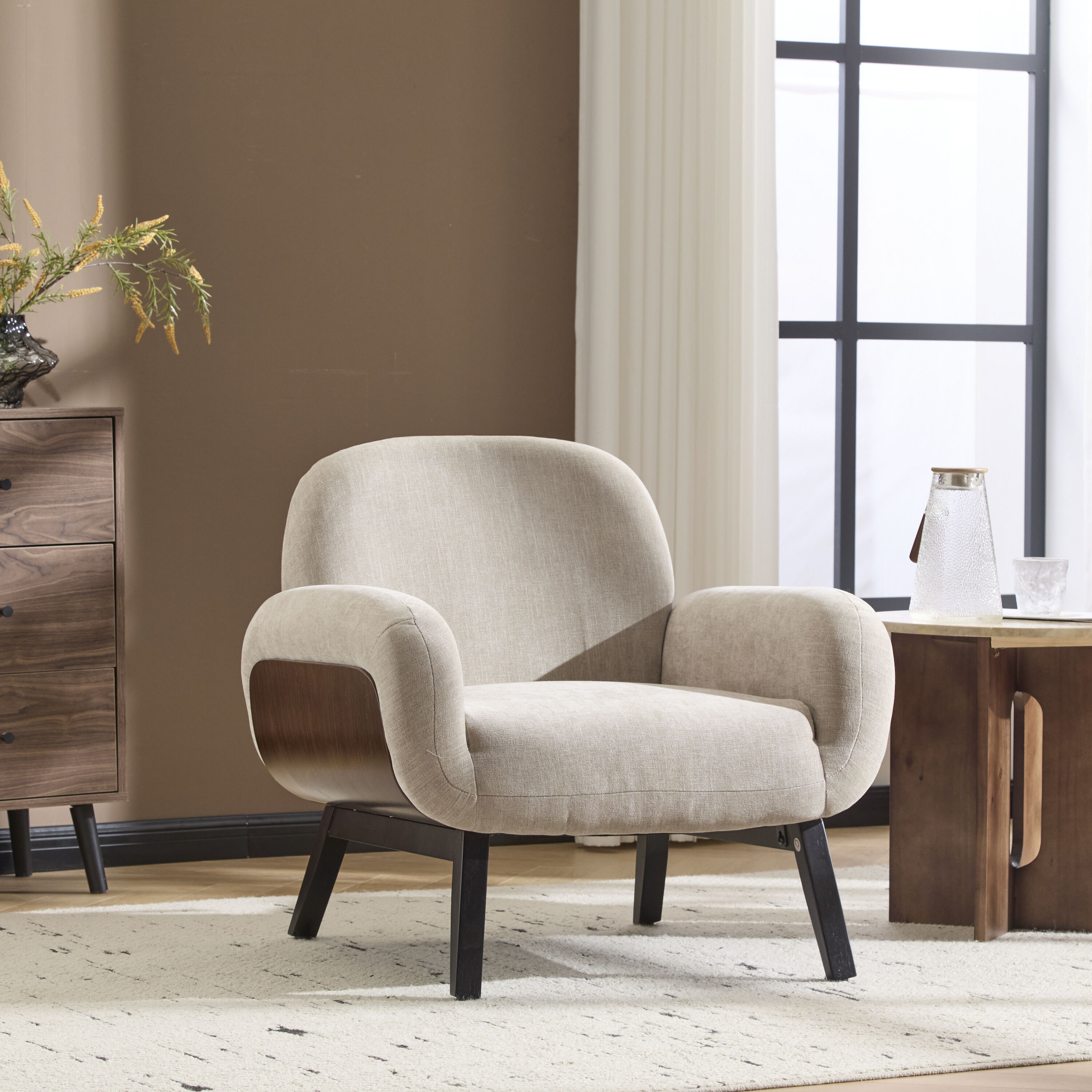 ModernLuxe Assembly Required Armchair Modern Curved Back Design with ...