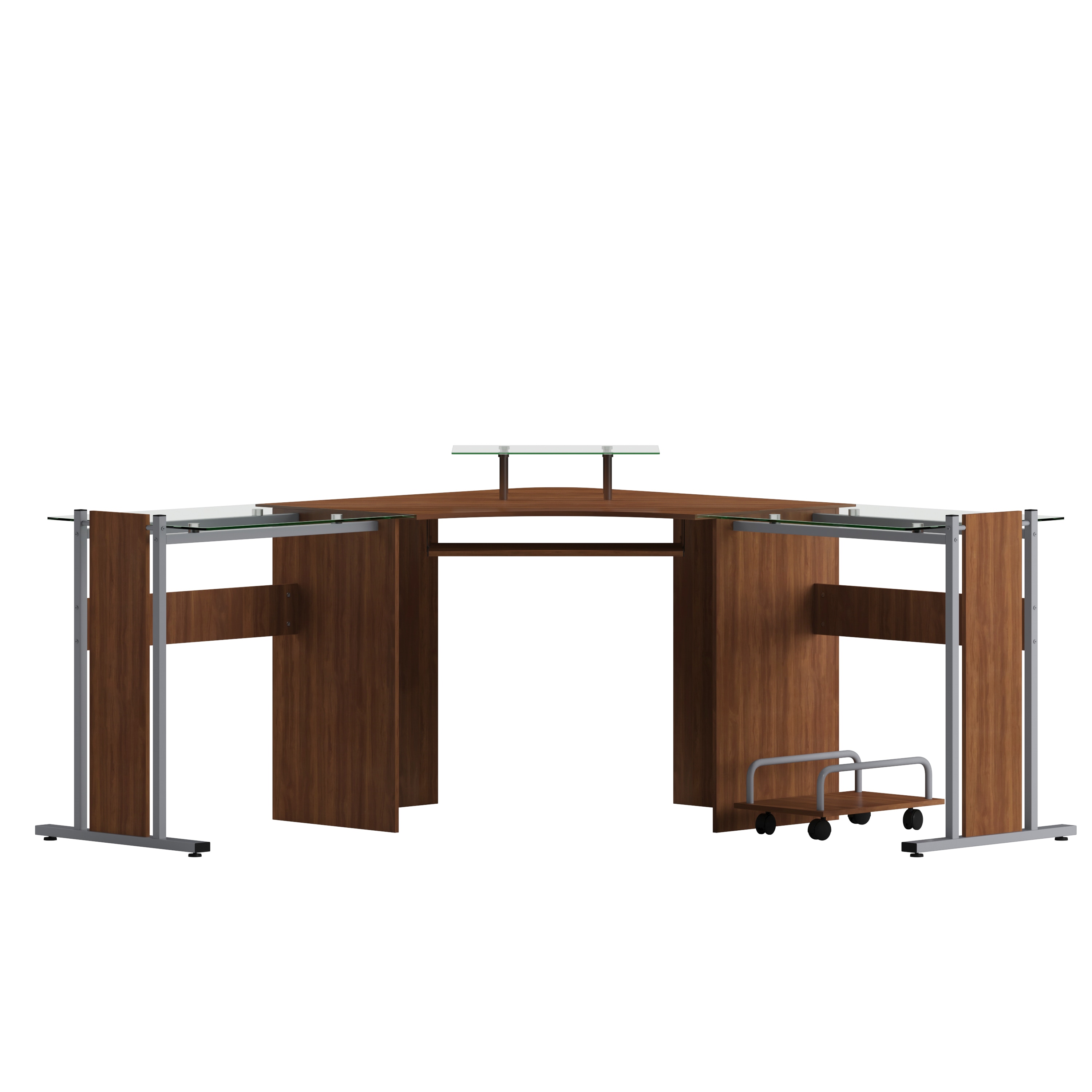 Emma + Oliver Teakwood Laminate Corner Desk with Keyboard Tray and CPU ...