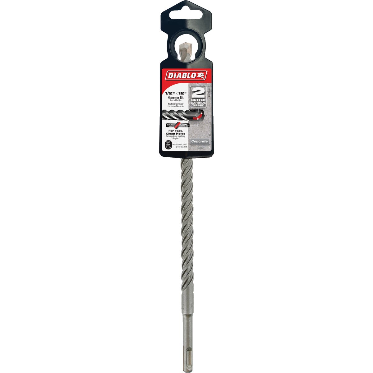 Diablo SDS-Plus 2-Cutter Carbide-Tipped Hammer Drill Bit - 1/2 Diameter ...