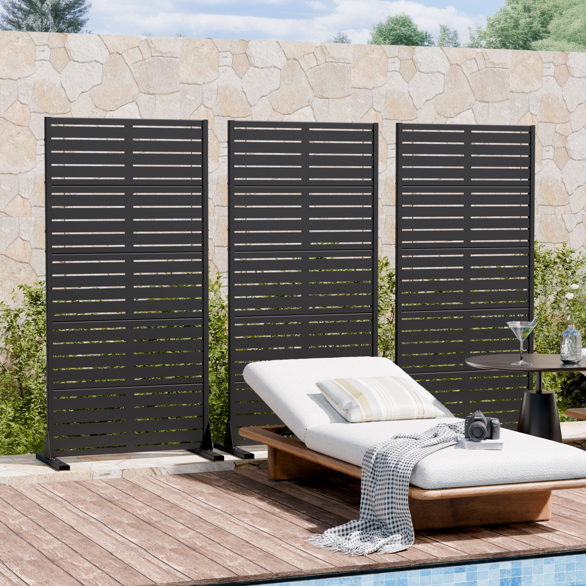 Wooakway Metal Privacy Screen 60-in H x 30-in W Outdoor Privacy Screen ...