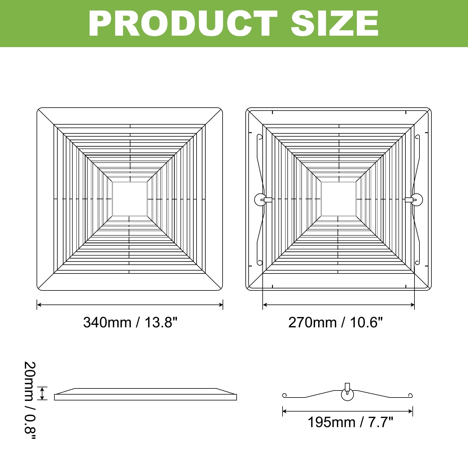 PATIKIL 14 x 14-Inch Bathroom Exhaust Fan Cover ABS Plastic Fan Grille ...
