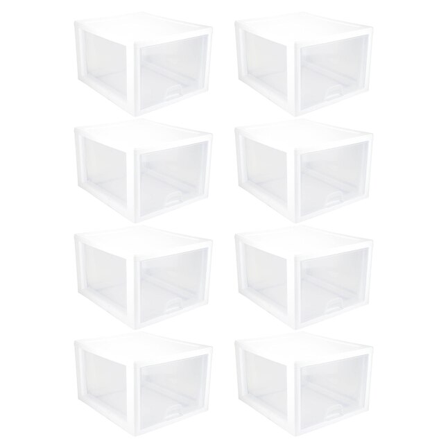 Sterilite Corporation 8 Pack White Stackable Plastic Storage Underbed