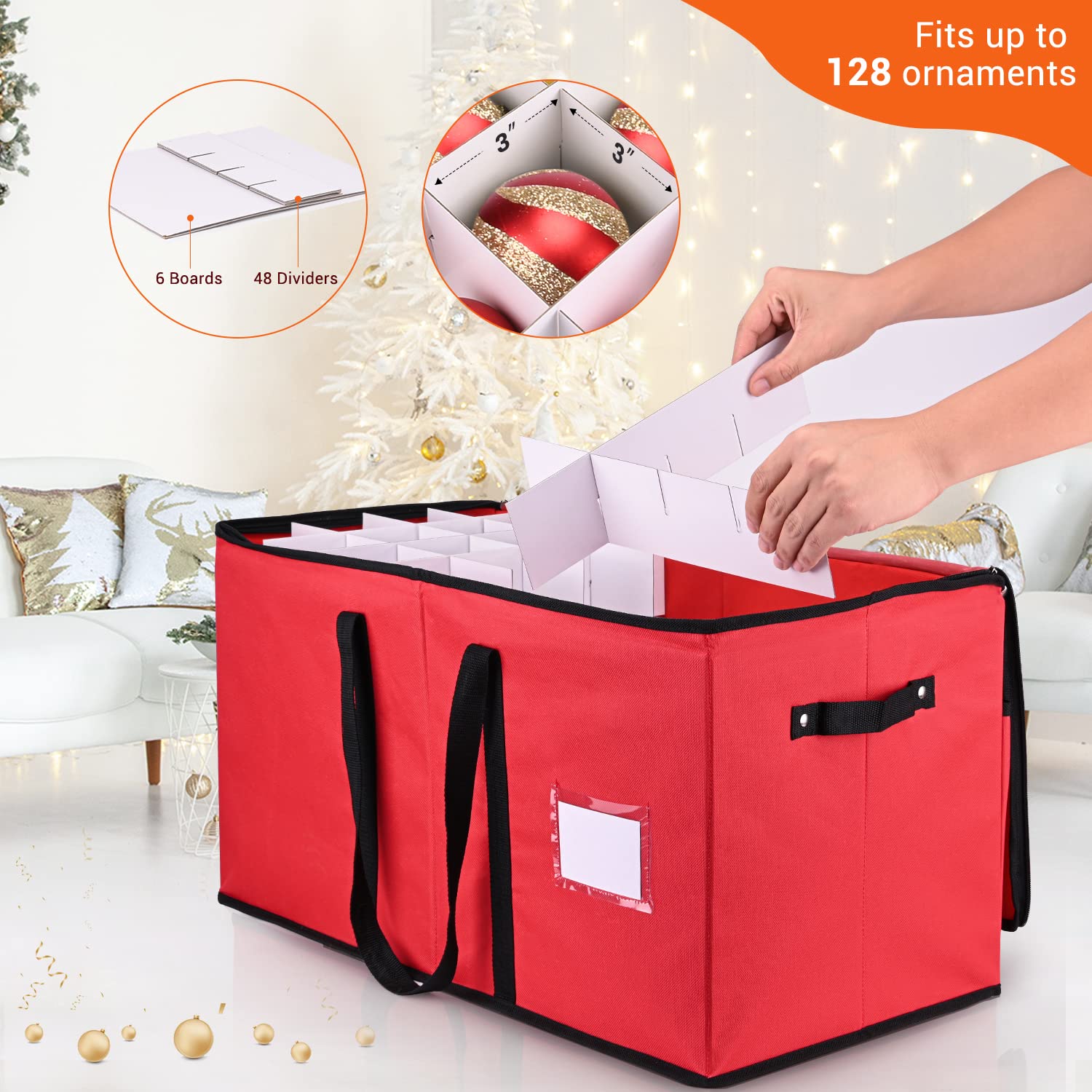 Afoxsos Extra Large Christmas Ornament Storage Container Holds 128 3 ...