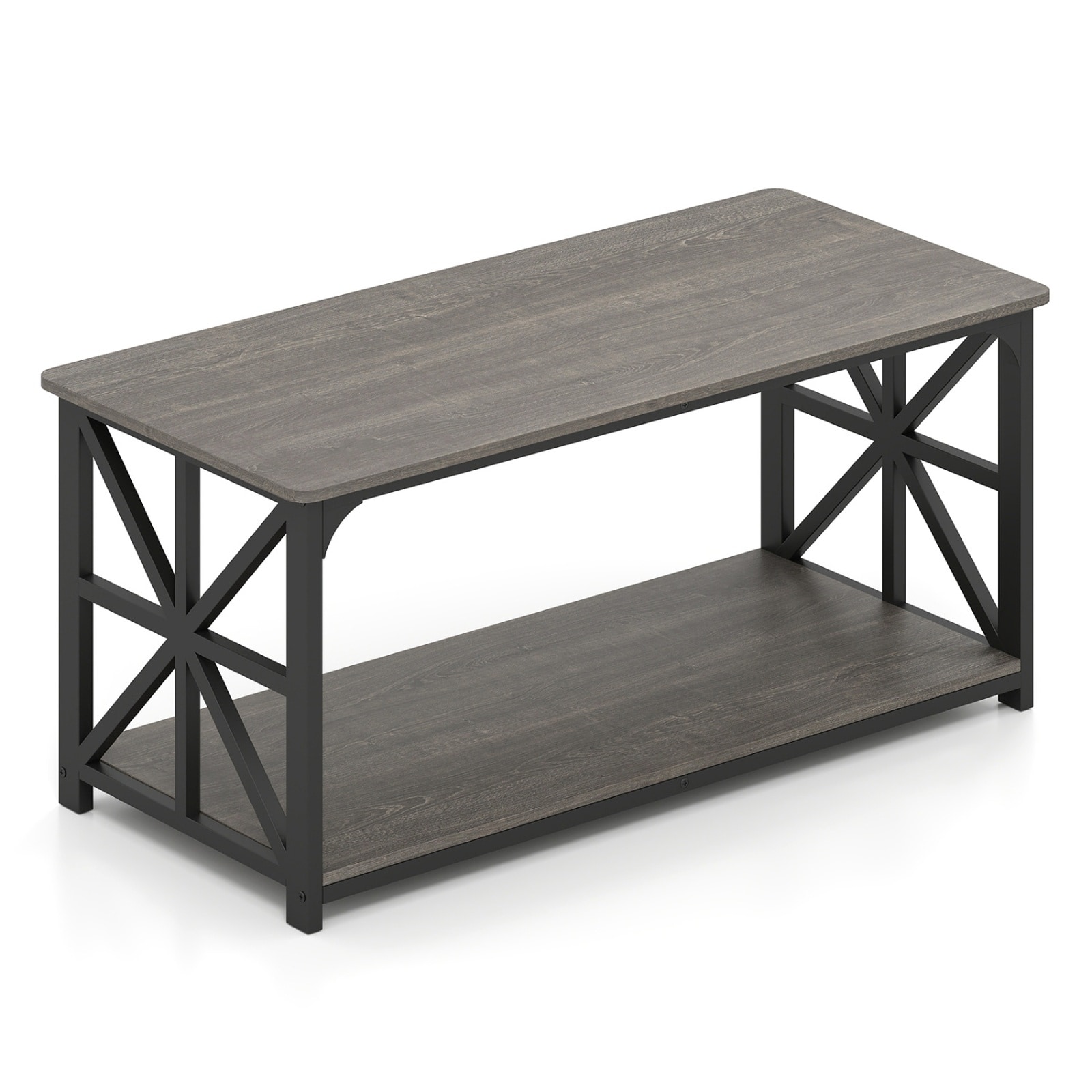 SUGIFT Coffee Table 2-Tier Center Table with Storage Shelf 290-lb ...