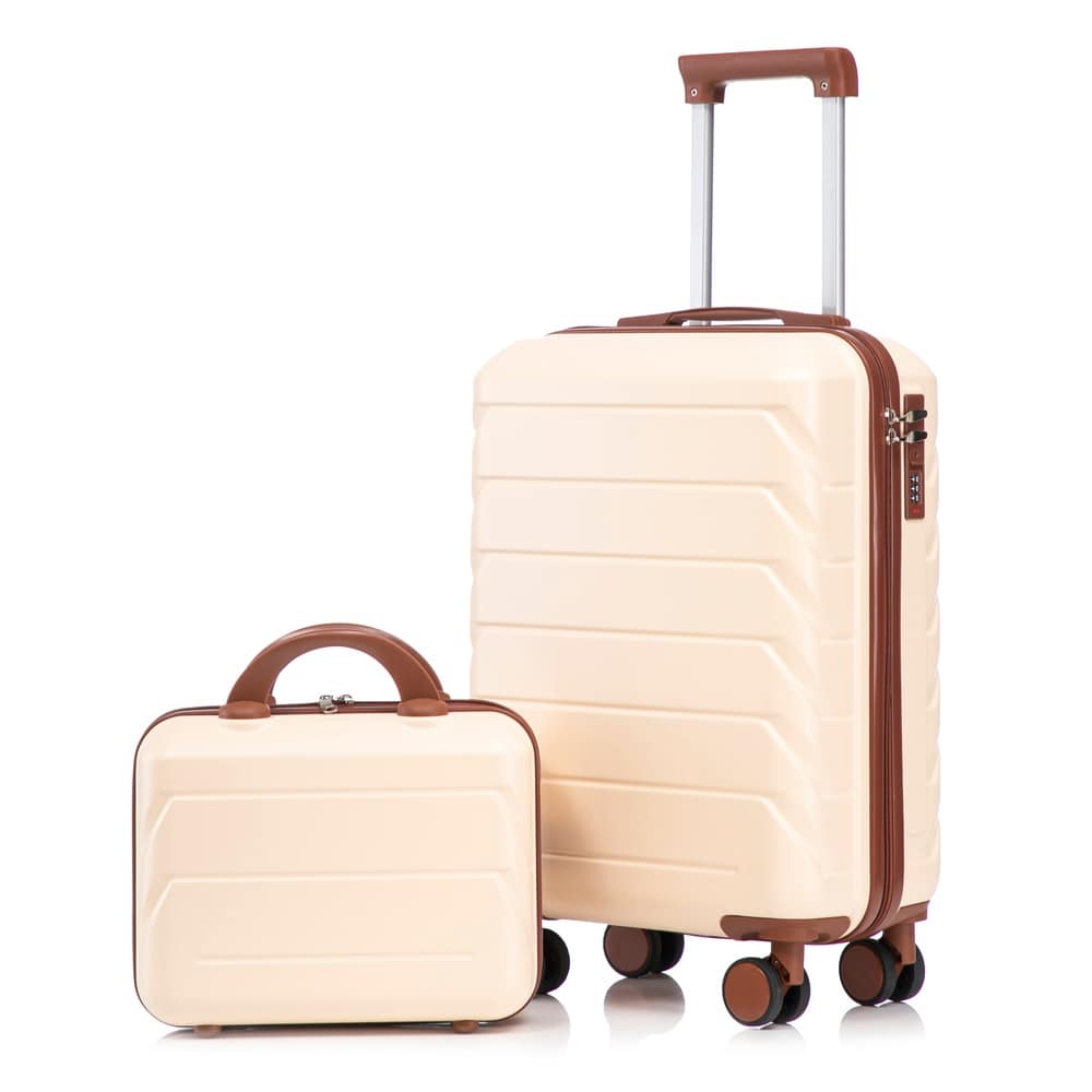 Aoibox 2 Piece ABS Spinner Wheel Luggage Set 14 Inch Cosmetic Case and ...