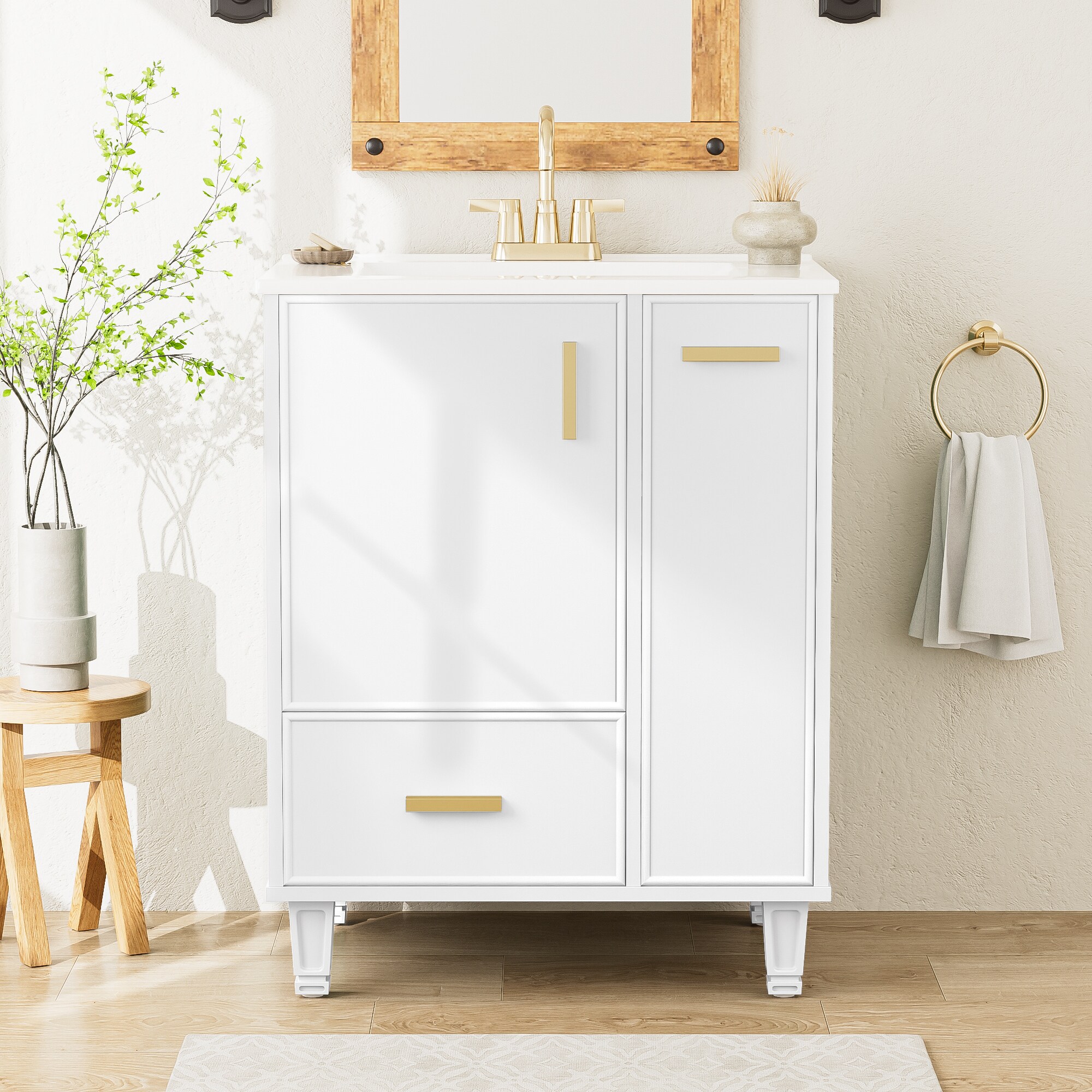 LUXEYARD 24in Bathroom Vanity with Sink Bathroom Cabinet with Door ...
