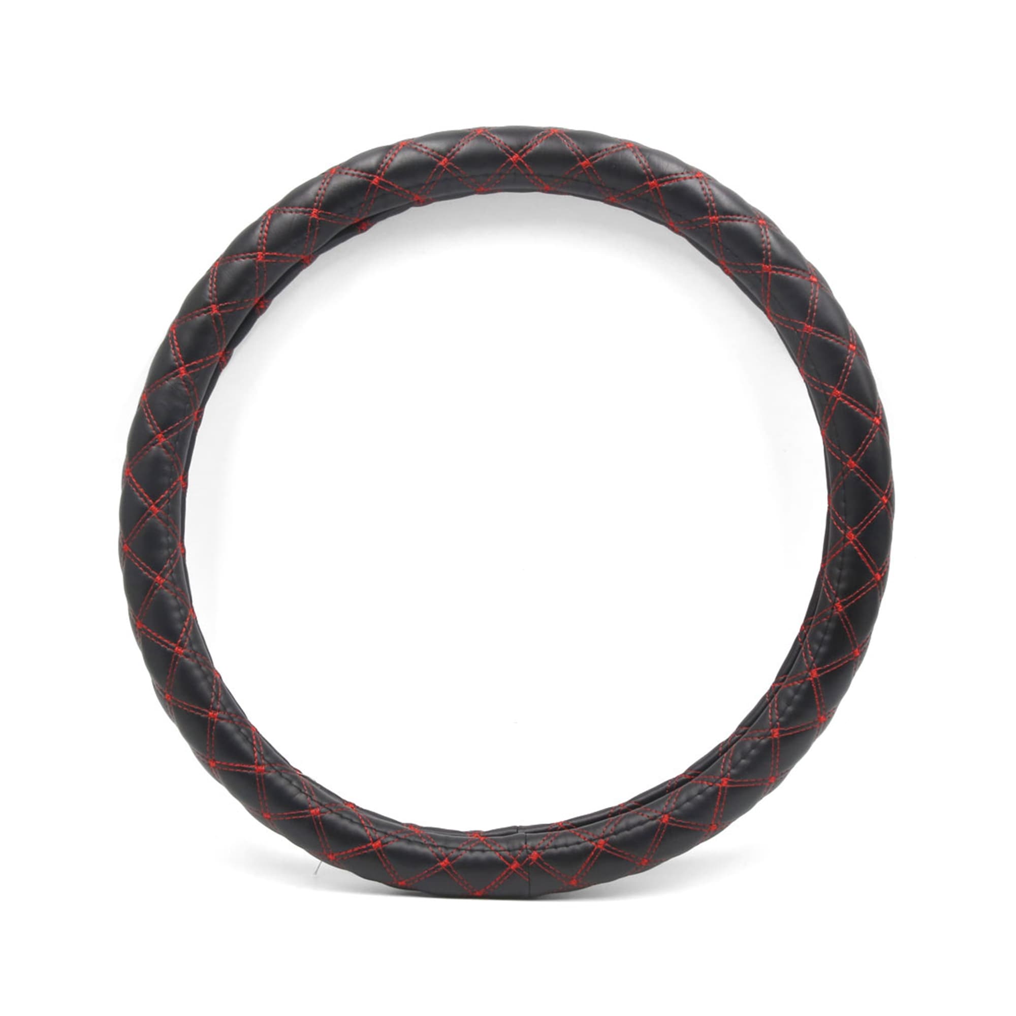 Unique Bargains 45cm Outer Dia Black Faux Leather Red Quilted Stitch ...