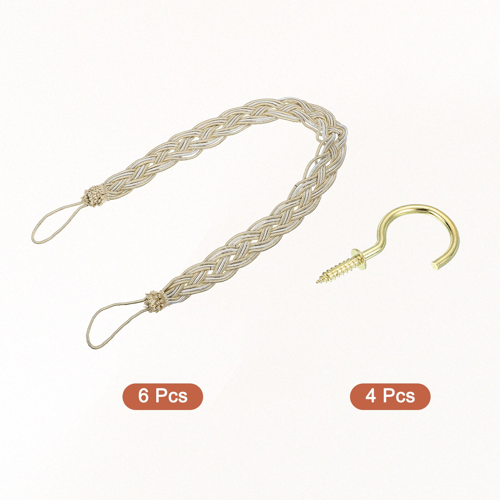 Unique Bargains 6pcs Curtain Tiebacks 58cm/23inch Braided Drapery ...