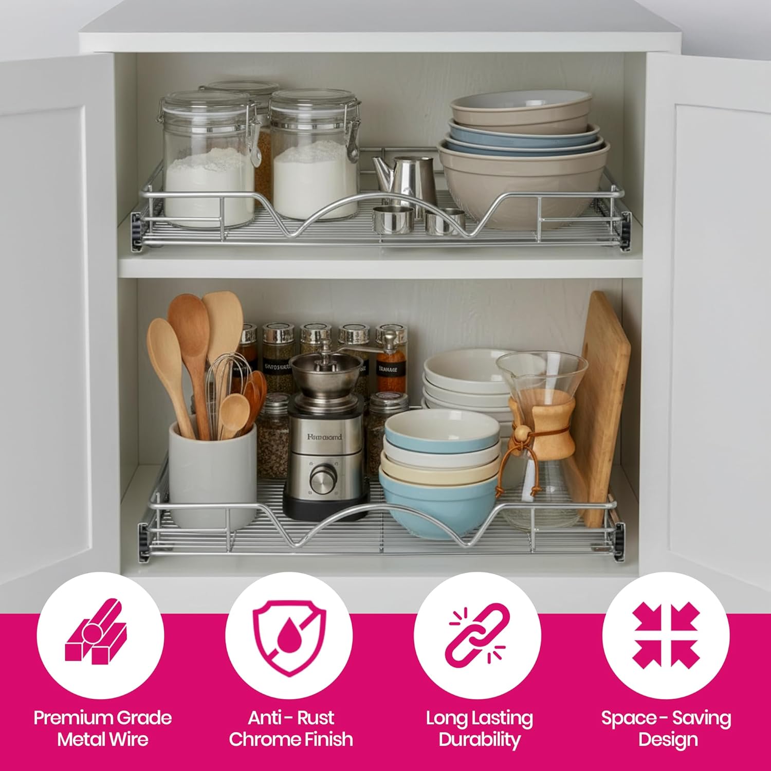 HoldN’ Storage Pull-Out Cabinet Organizer 17-in W x 17-in D Basket ...