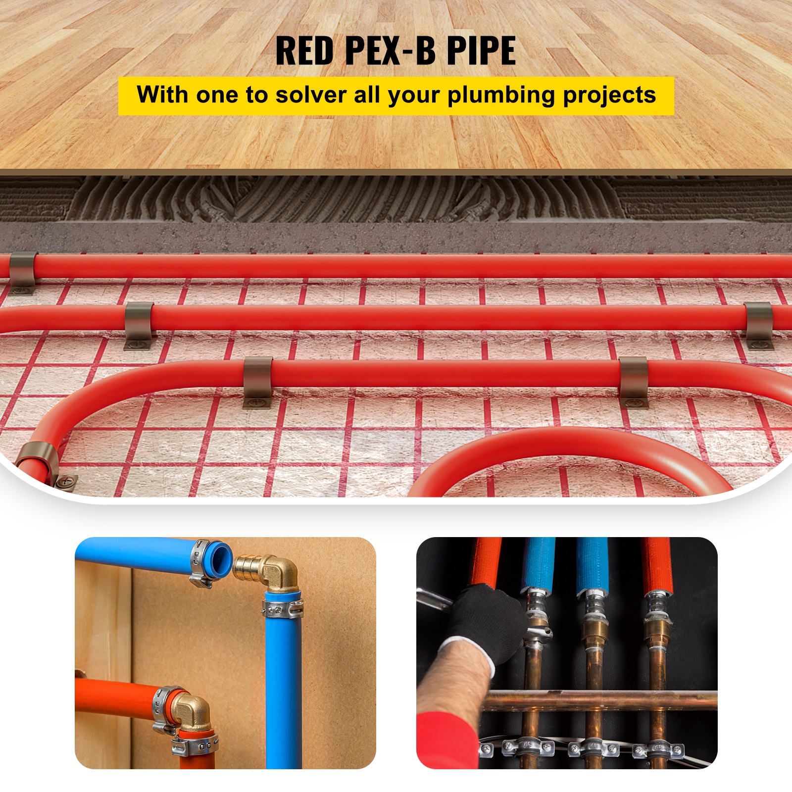 SVOPES 1 x 500FT PEX Tubing Red Non-Oxygen Barrier PEX-B Pipe Flexible ...
