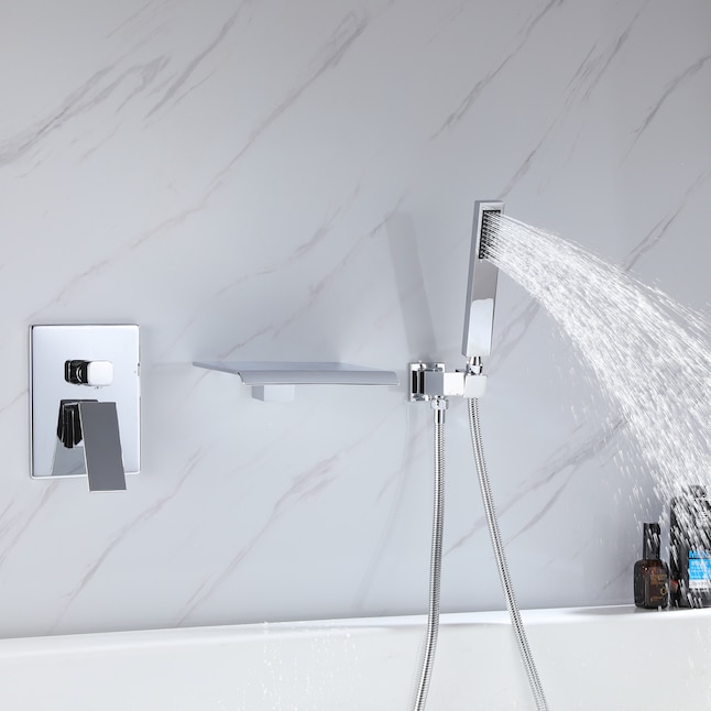 Kinwell Chrome 1 Handle Handheld Rectangle Bathtub And Shower Faucet
