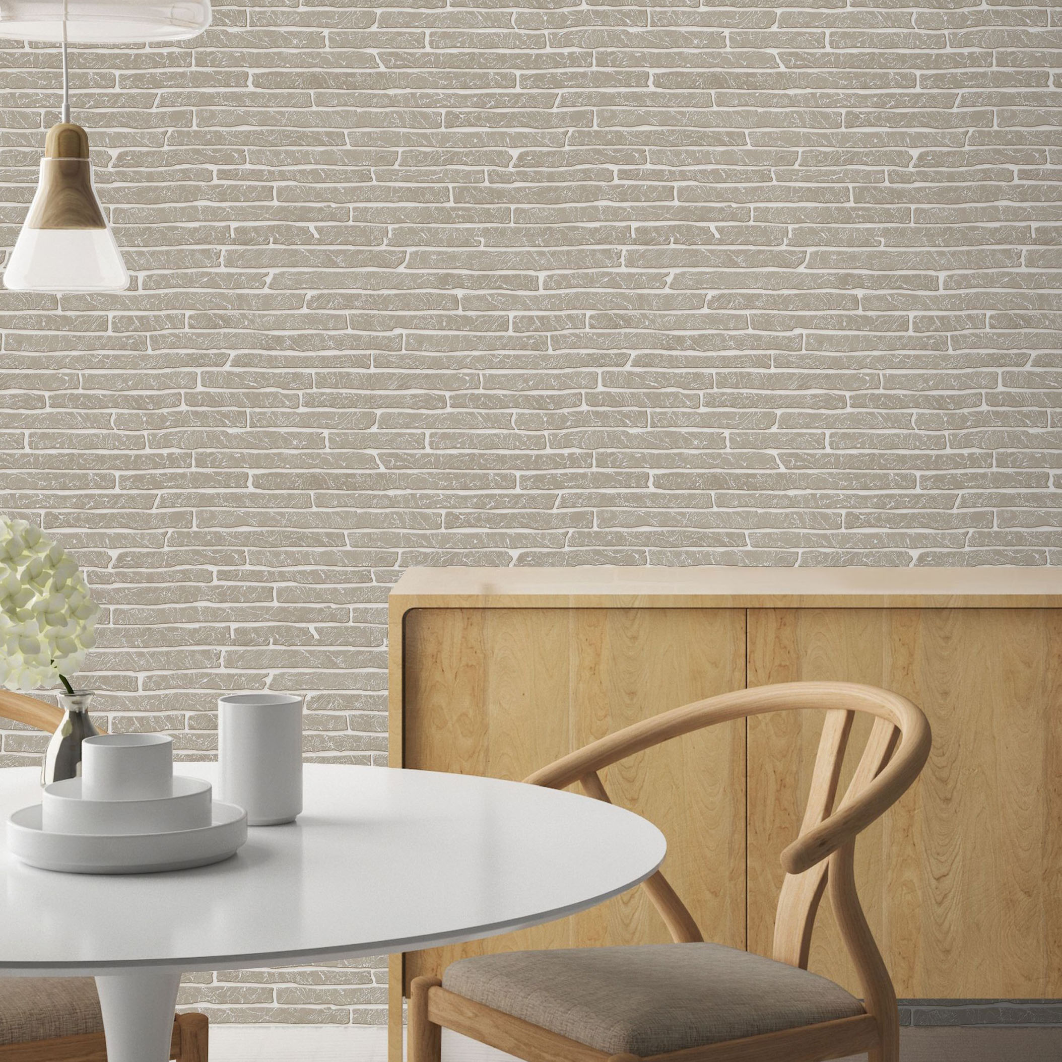 Graham & Brown Strata 56-sq ft Grey Vinyl Textured Brick Unpasted ...