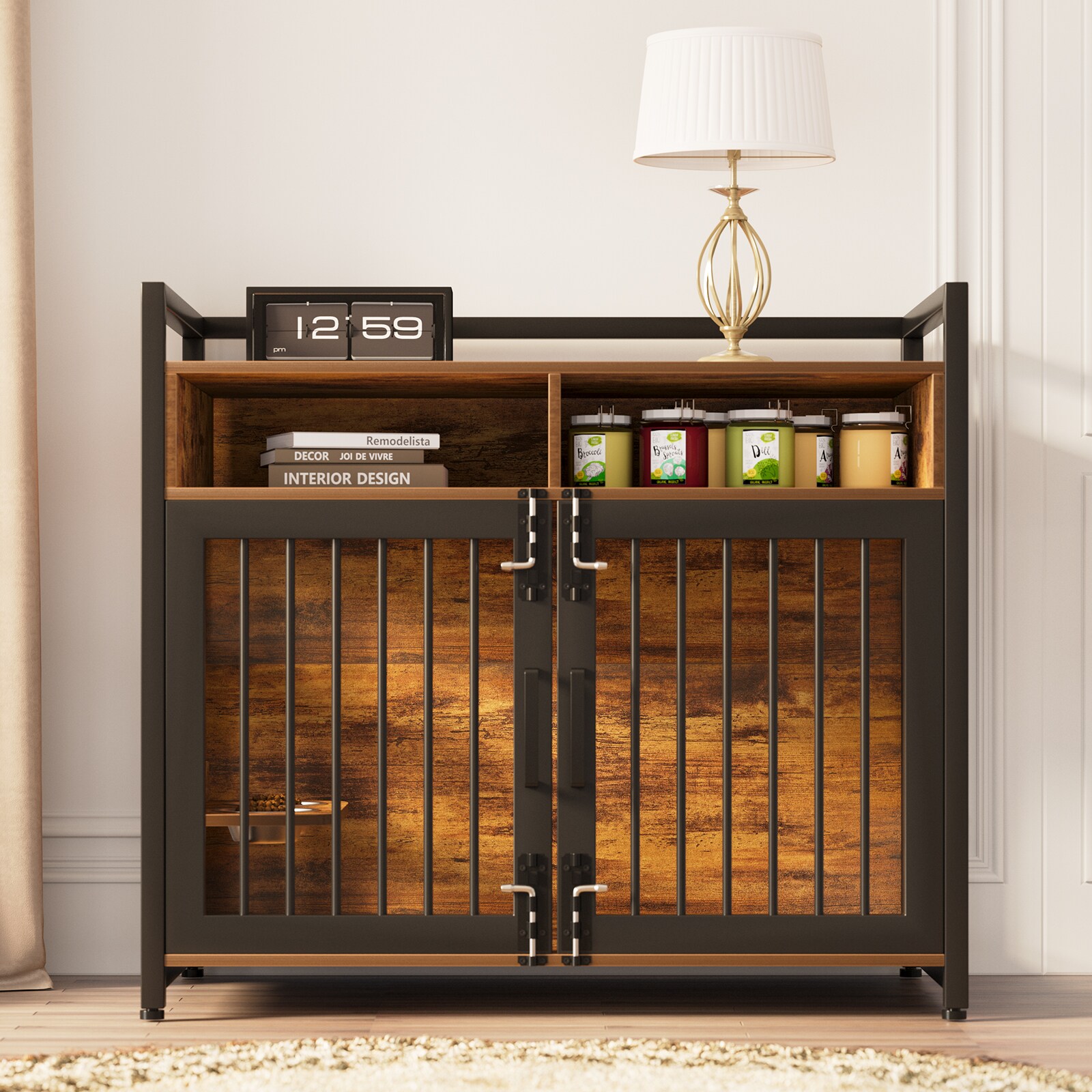 Garvee 48 Inch Large Dog Crate Furniture with Top Access Door Heavy ...