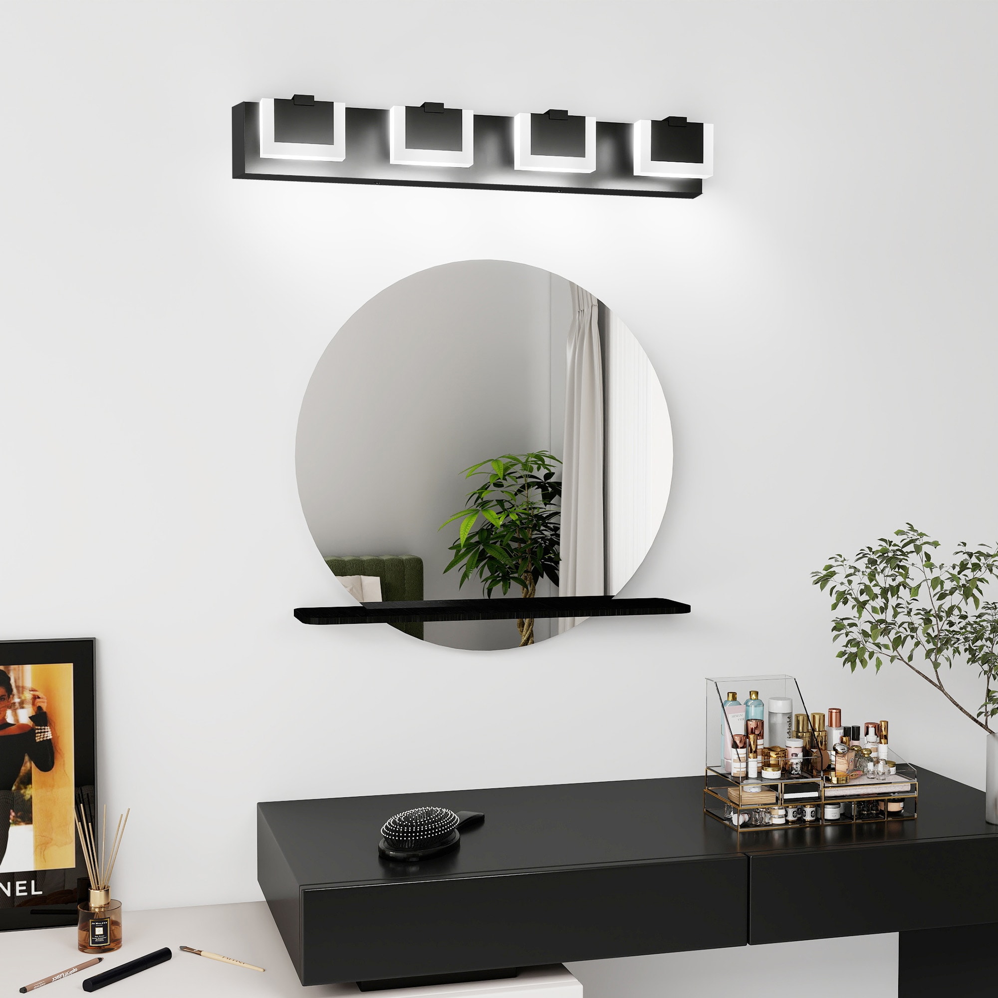 MENCOLULU Vanity Lights 29.92-in 4 Light Chrome Integrated LED ...