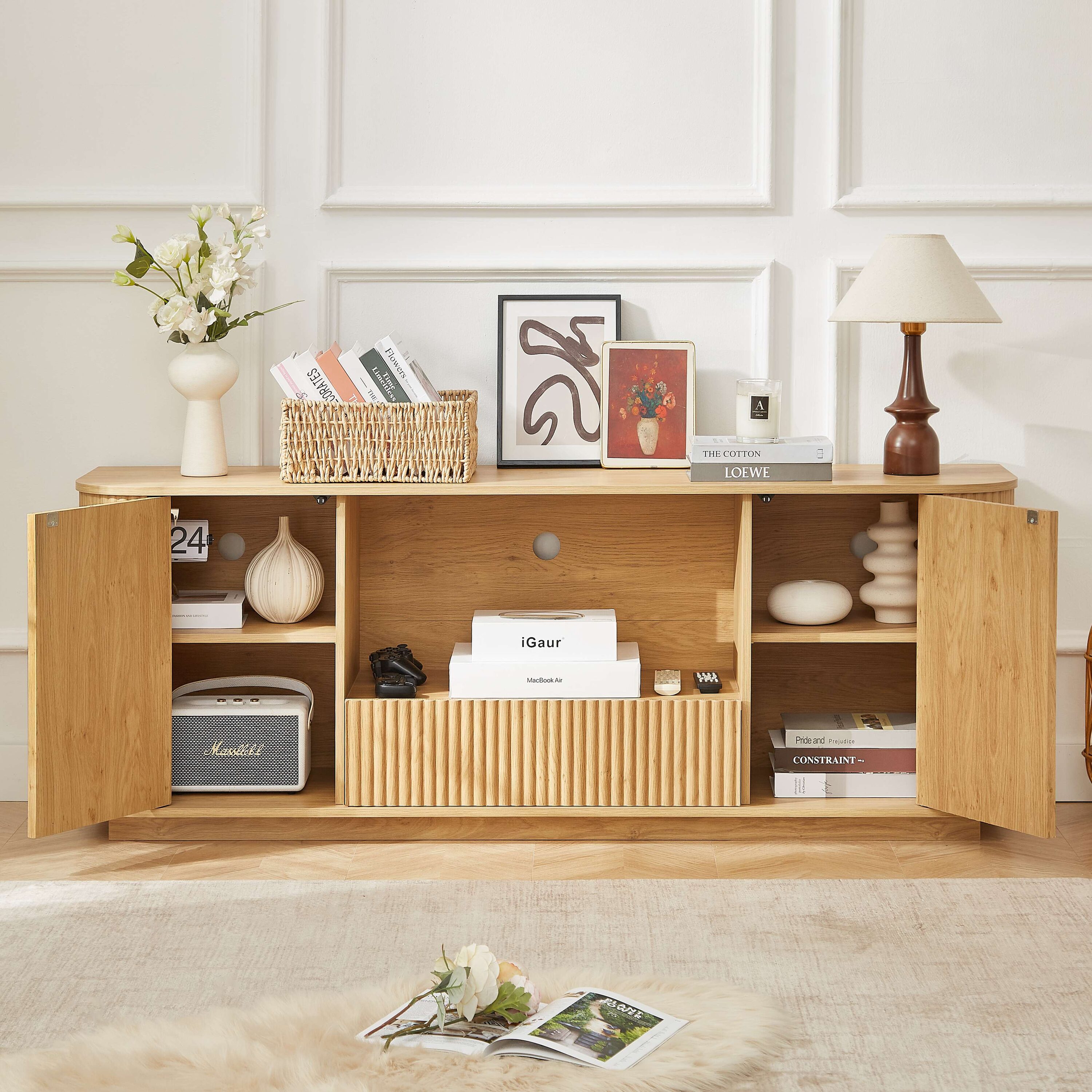 Dexmalle Wooden Vertical Stripe Cabinet in the Accent Cabinets ...