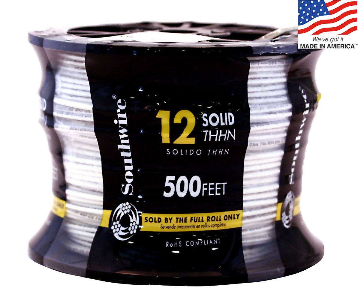 Southwire 500-ft 12 -AWG White Solid Copper THHN wire ( By-the-roll ...