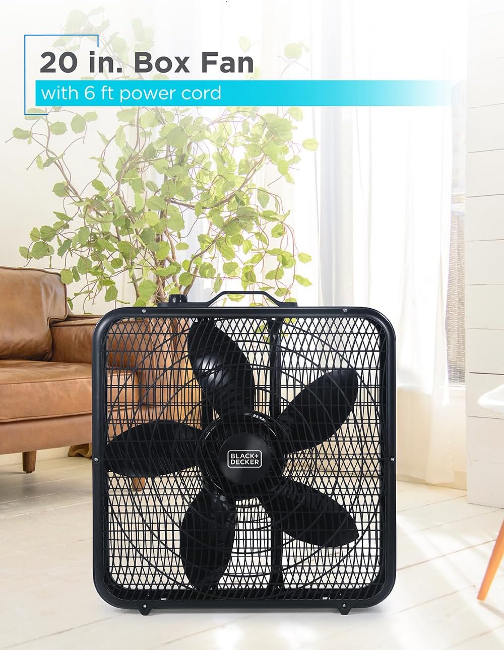 BLACK & DECKER 20-Inch Box Fan with 3 Speed Settings - Powerful 80W ...
