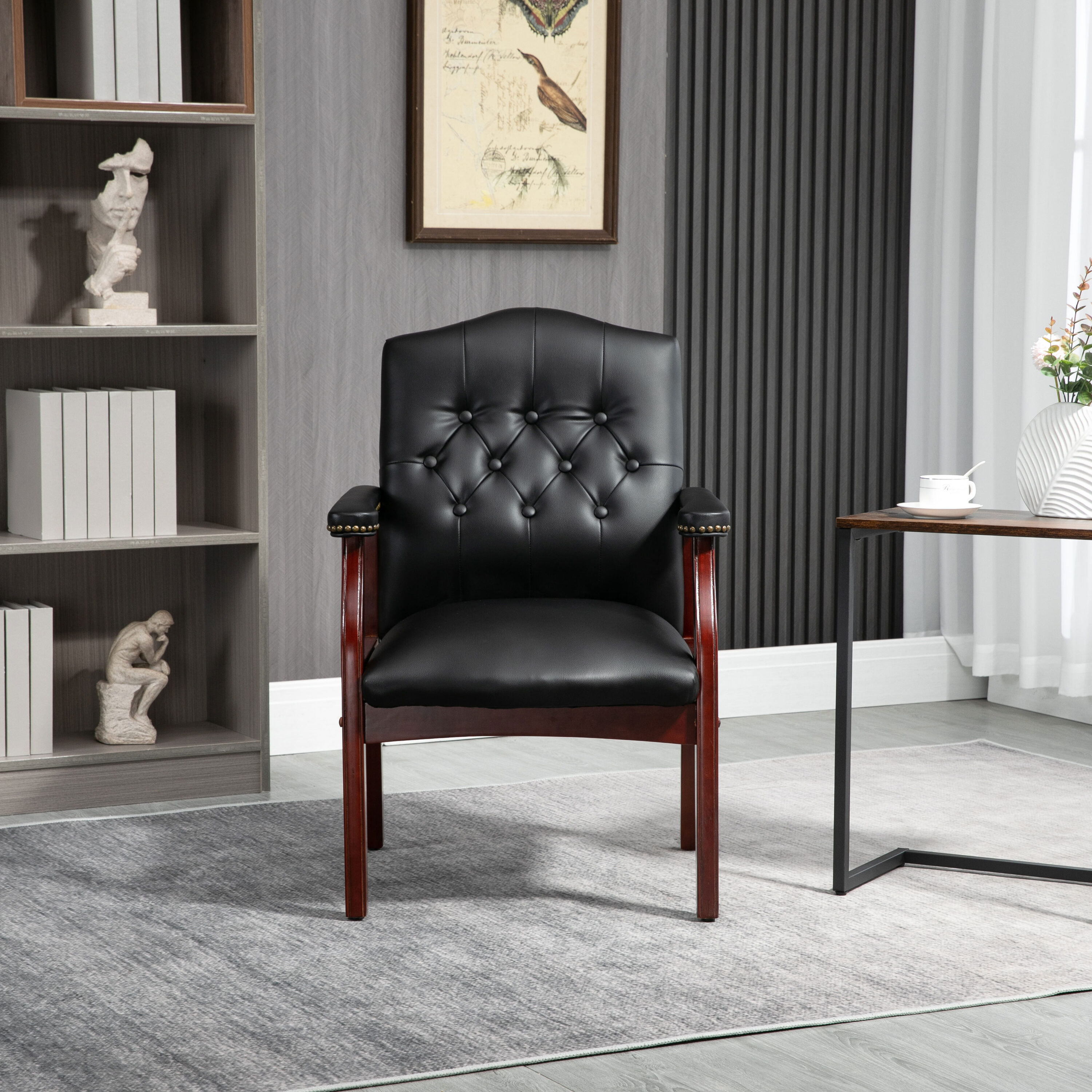 Tatayosi Leather Reception Guest Chairs with Padded Seat and Arms ...