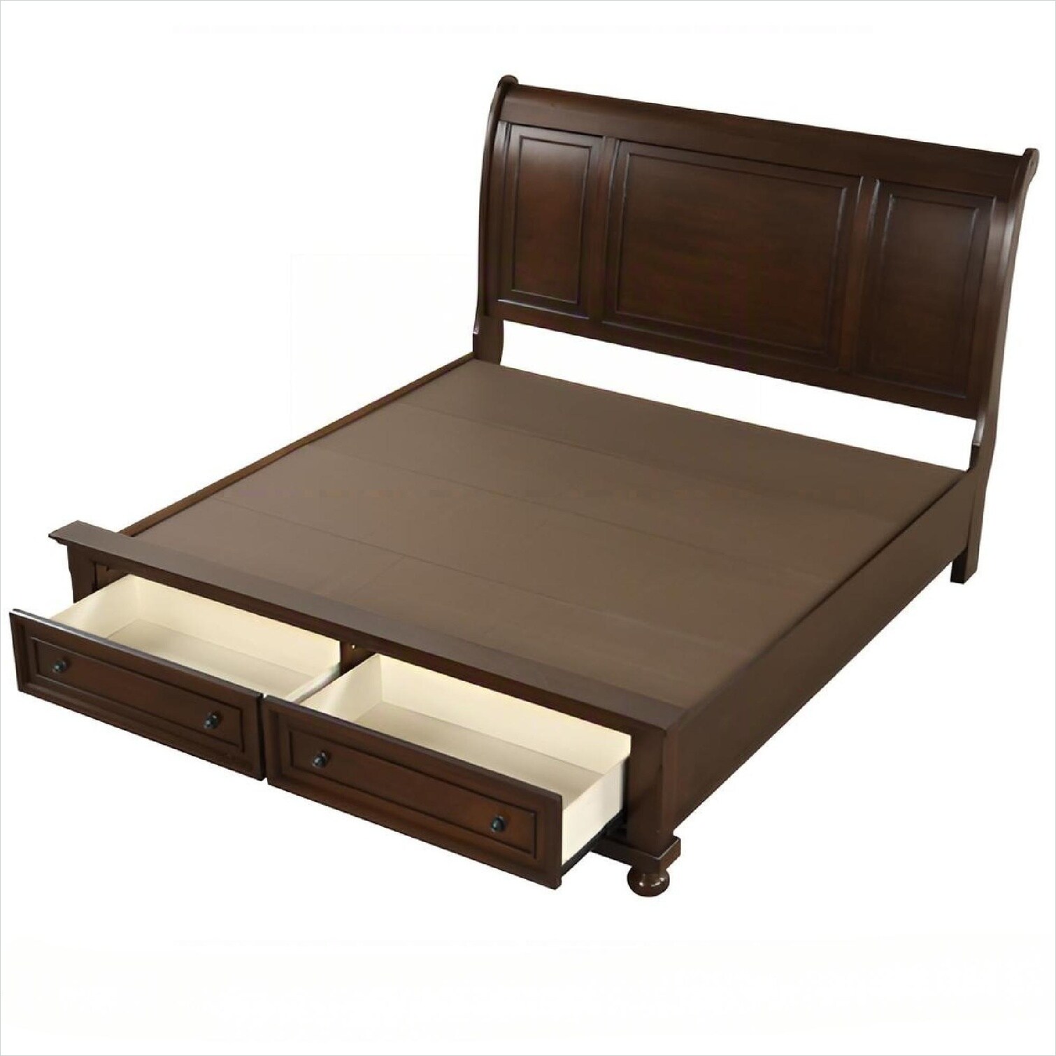 Naturefalls Wood King Bed with Underbed Storage in Traditional Sleigh ...