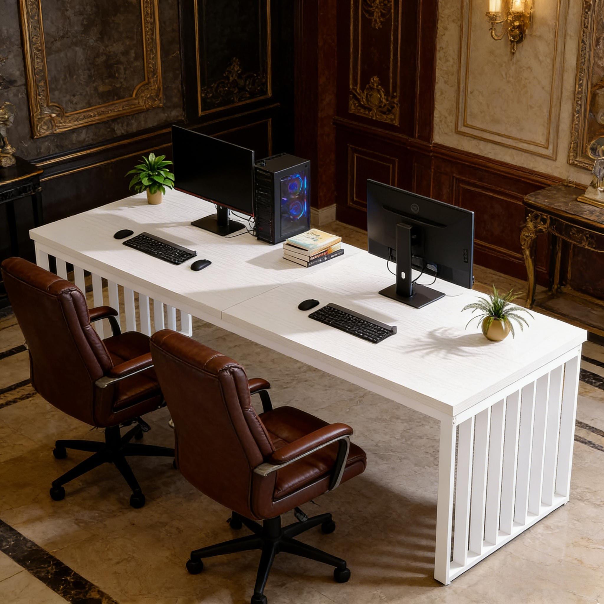 Blisstyle Long Office Desk Two Person Writing Desk Executive Desk ...