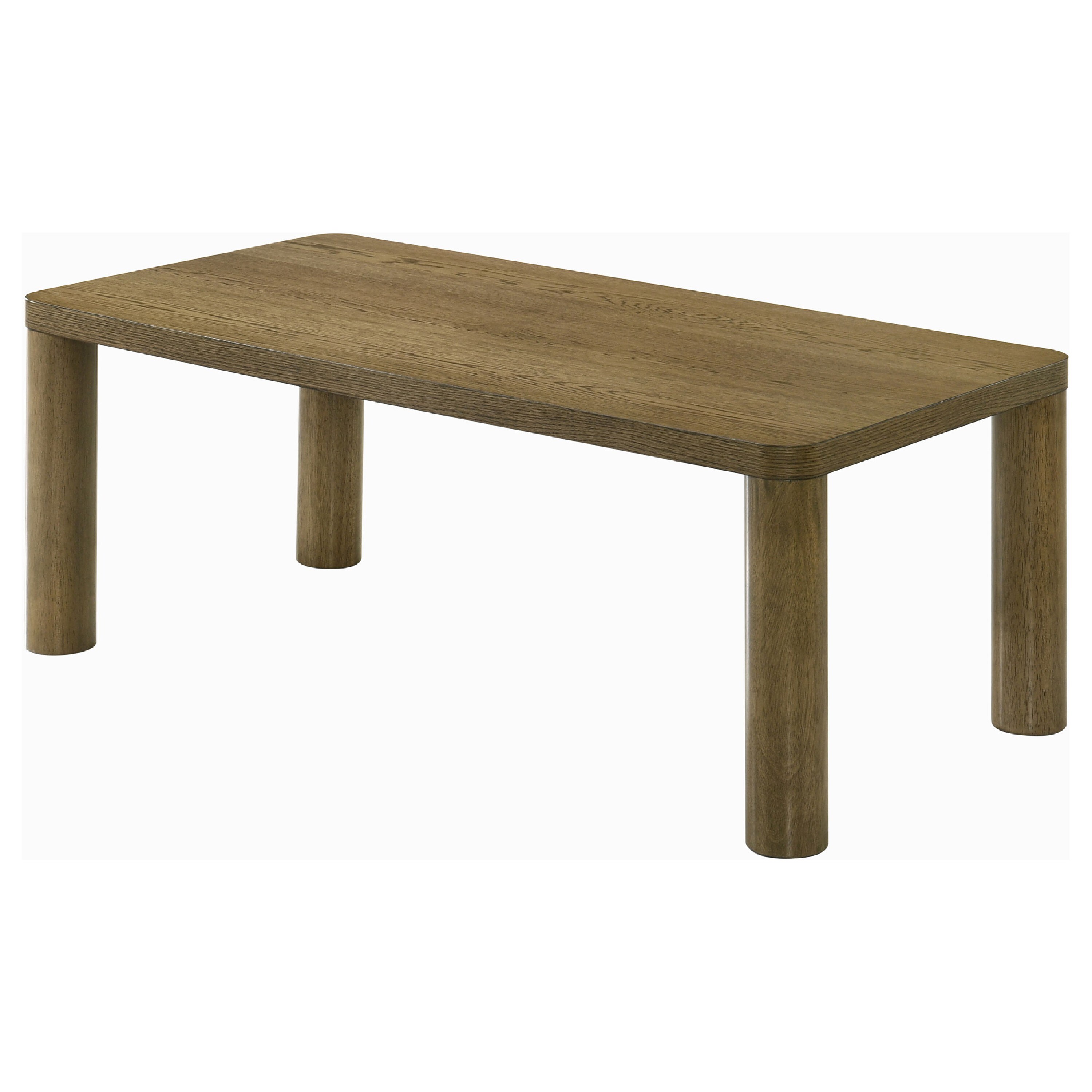 Benzara Givy Cocktail Coffee Table Pillar-Style Legs Brown Oak Wood 47 ...