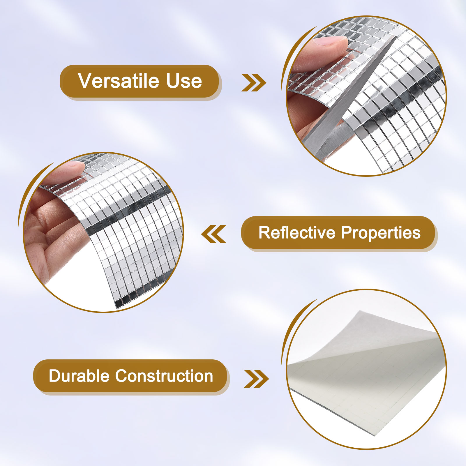Unique Bargains 12 Sheets Glass Mirrors Disco Ball Tiles Self-Adhesive ...
