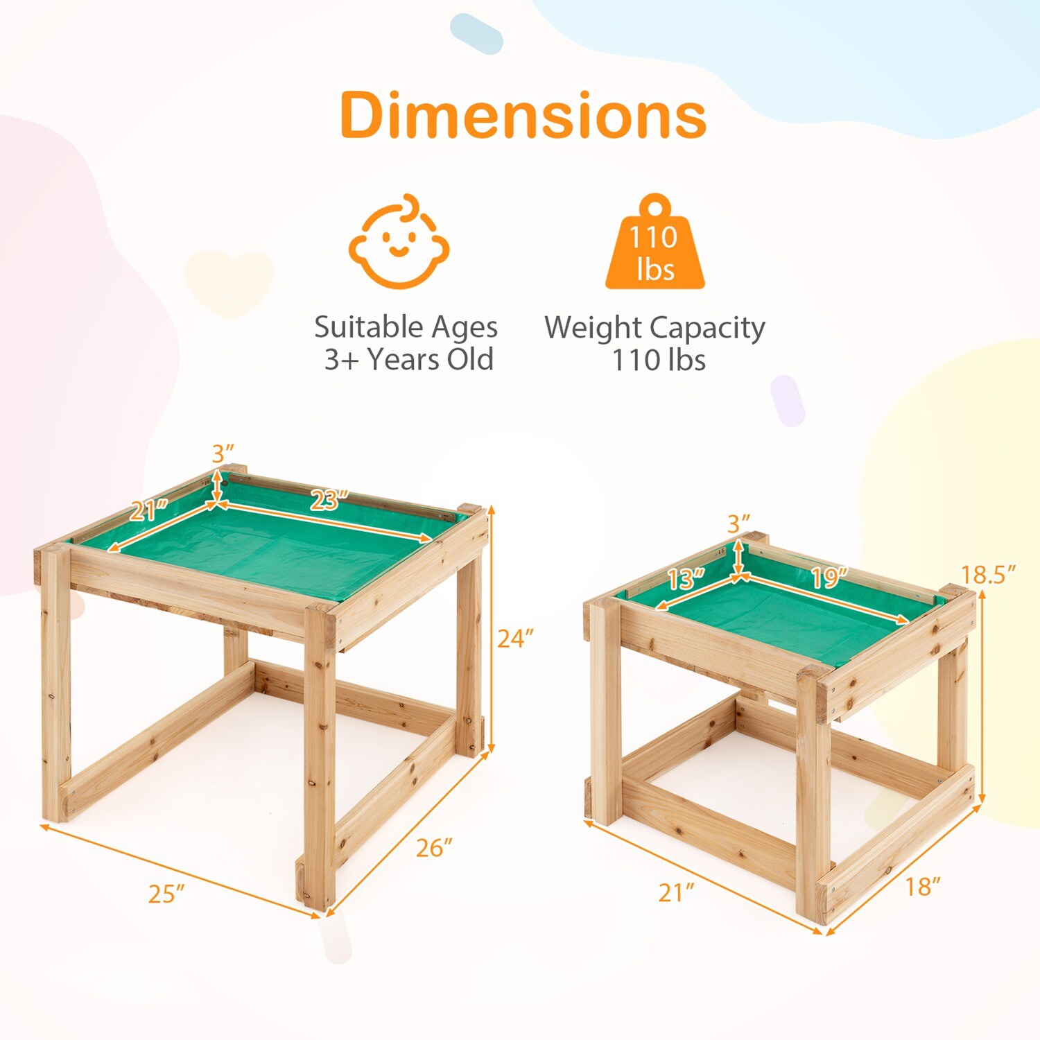 Costway Wooden Sand and Water Tables Outdoor Sensory Tables with ...