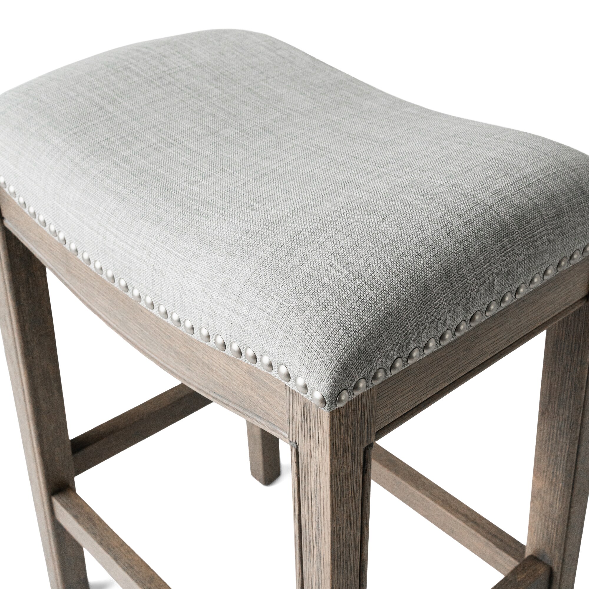 Maven Lane Adrien Saddle Bar Stool in Reclaimed Oak Finish w/ Ash Grey ...