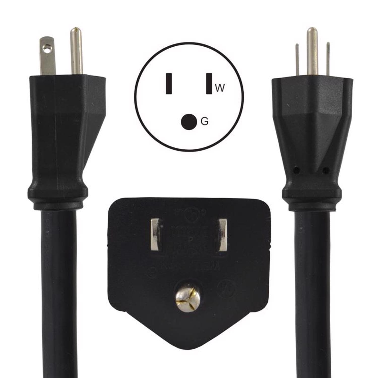 Conntek Indoor 6 ft. L Black 1 to 3 Outlet Cord 14/3 SJT 18/3 SVT in ...