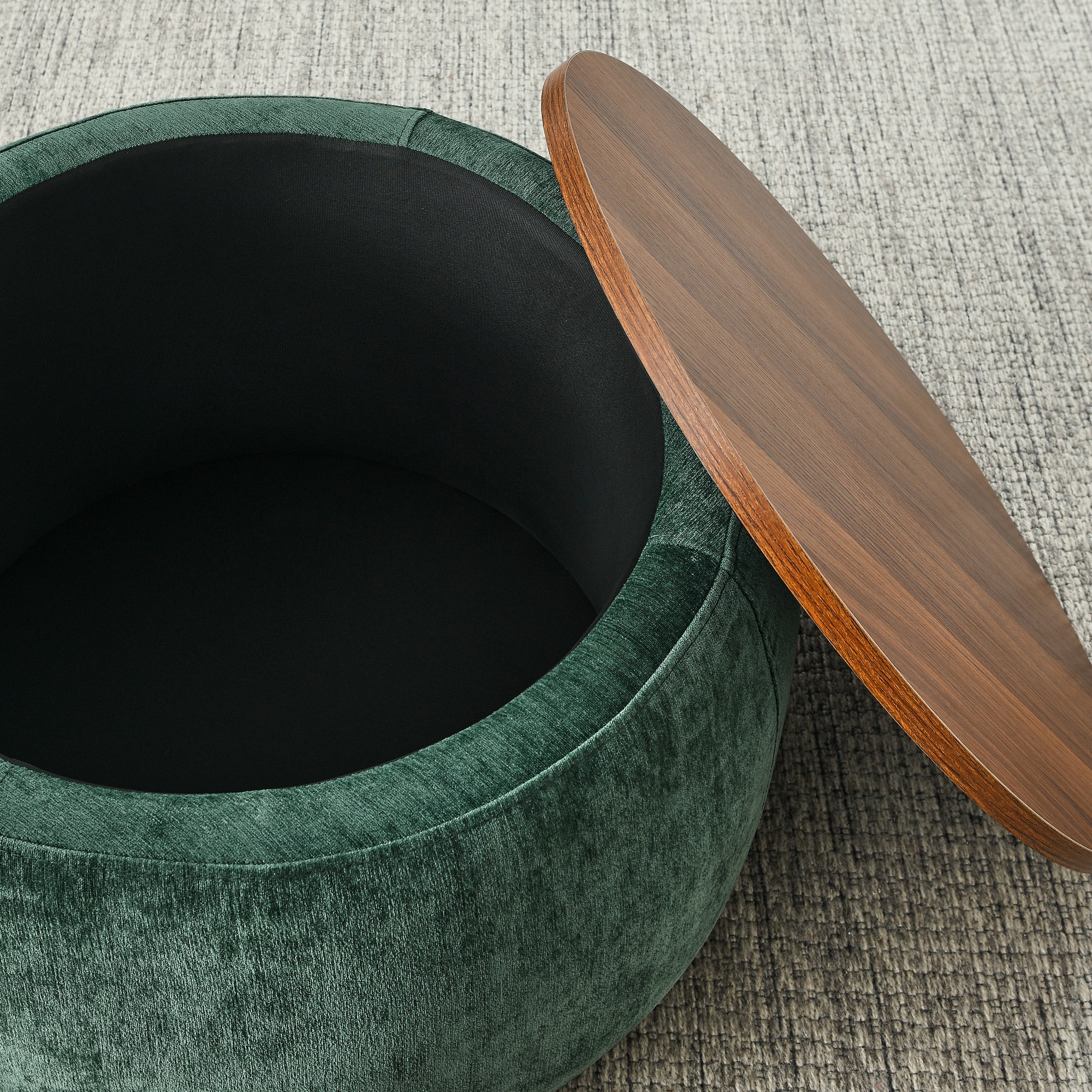 LUXEYARD Round Storage Ottoman 2 in 1 Function Work as End table and ...