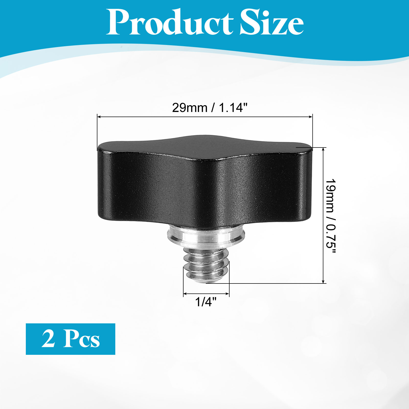 PATIKIL Clamping Screw Knob 1/4inch x 0.75inch 2pcs Aluminum Alloy t ...