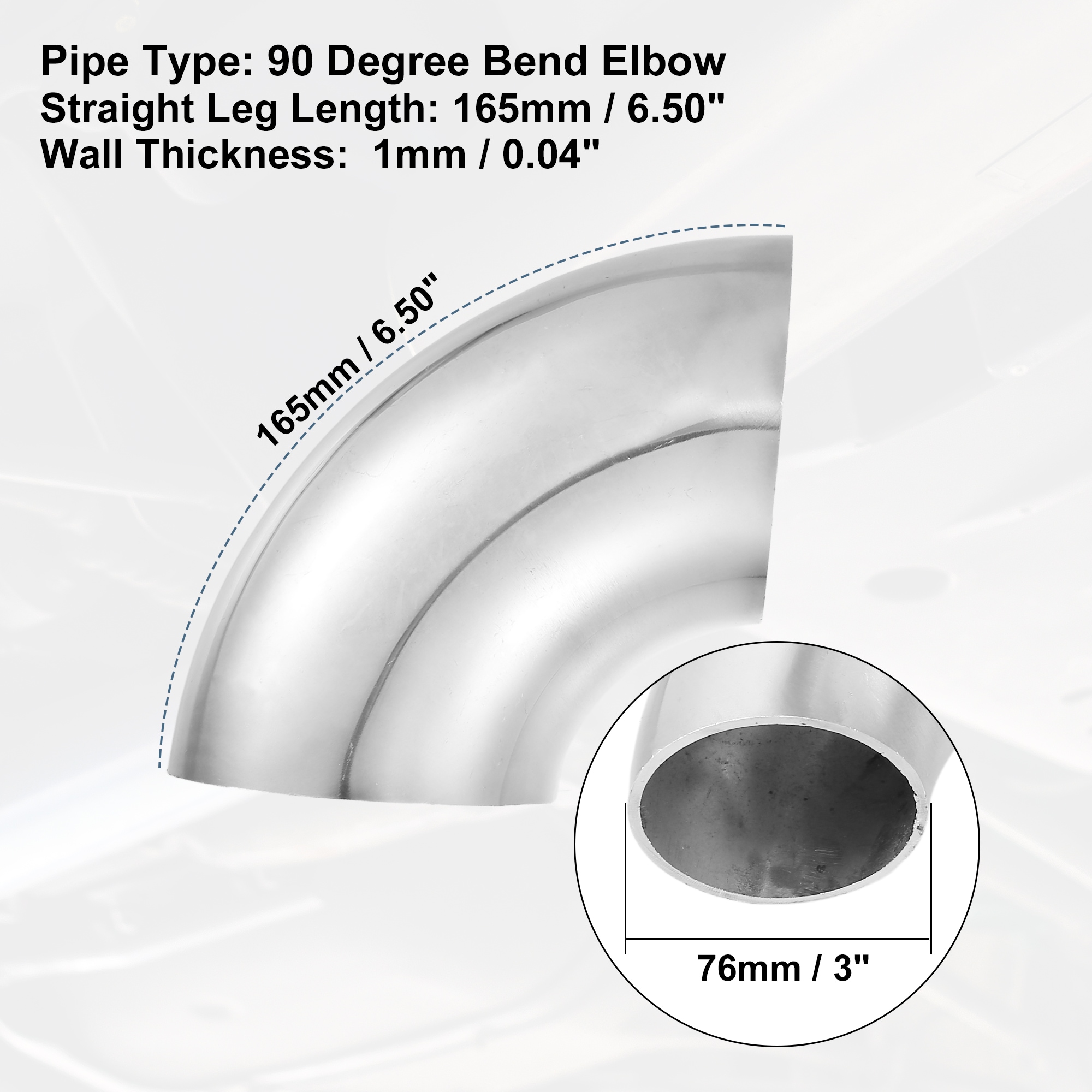 Unique Bargains 3pcs OD 3 Inch 90 Degree Mandrel Bend Elbow SS304 ...