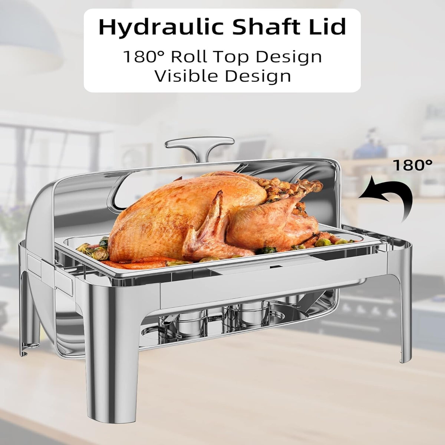 Qeetex 9QT Commercial Chafing Dish SetStainless Steel Roll Top Buffet ...