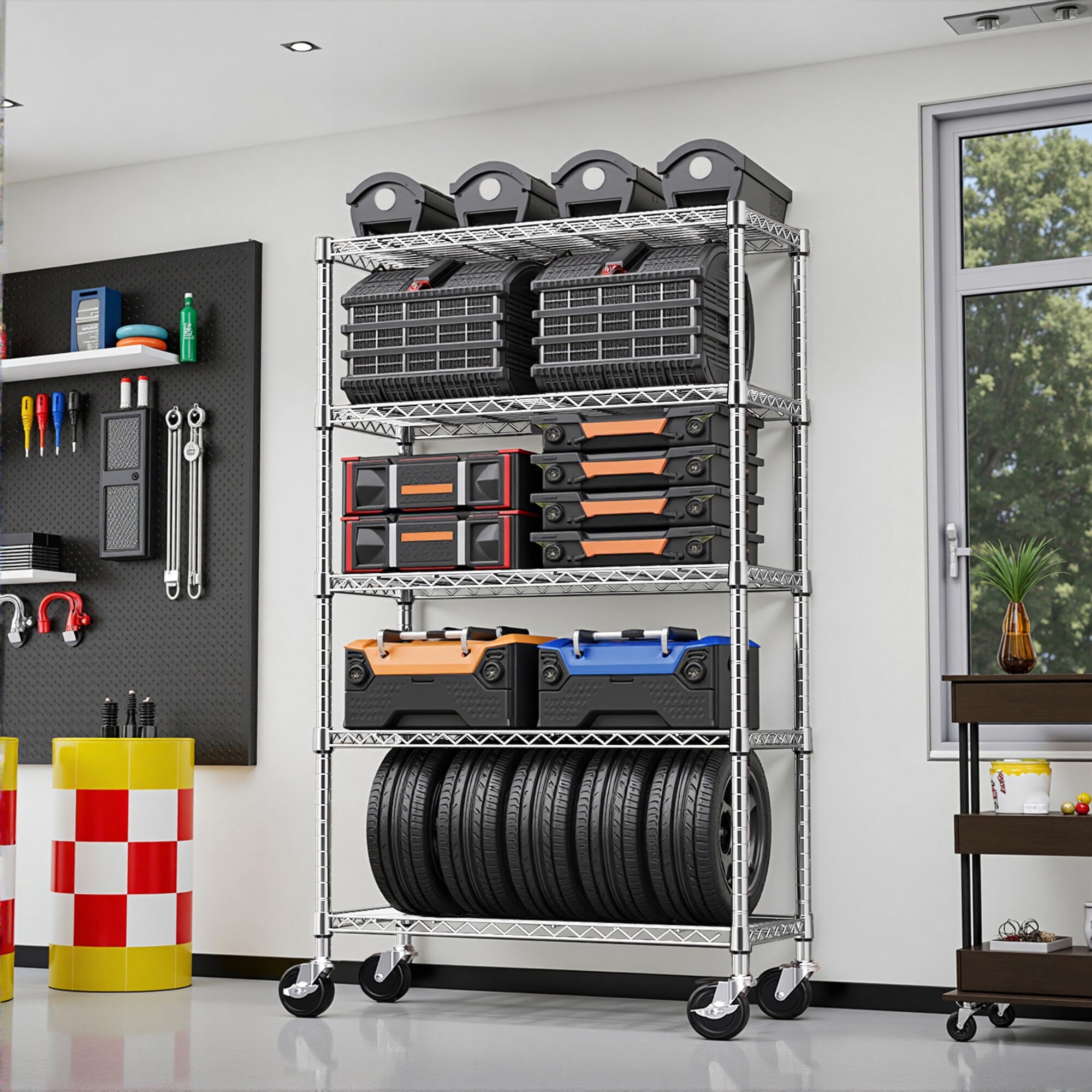 Wooakway 5-Tier Chrome Heavy Duty Wire Storage Shelving Unit Adjustable ...