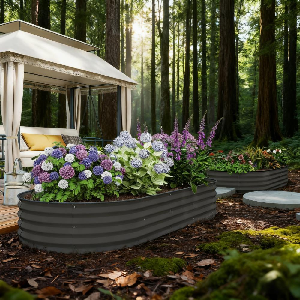 LOVMOR 84.6in W x 35.4in D x 11.8in H Raised Garden Bed 2 Pack Drainage ...